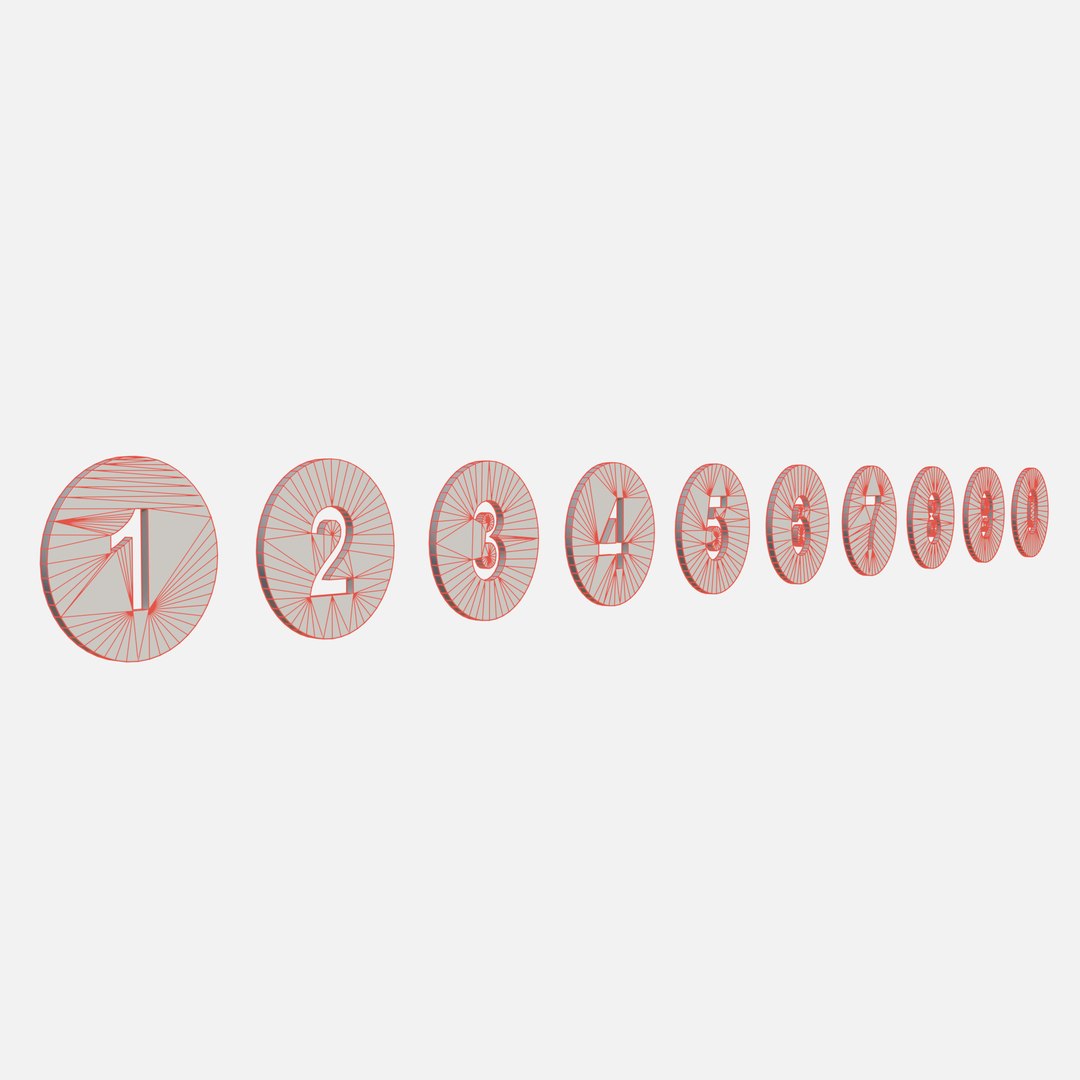Collection Of Round Numbers Red 3D Model - TurboSquid 2339055