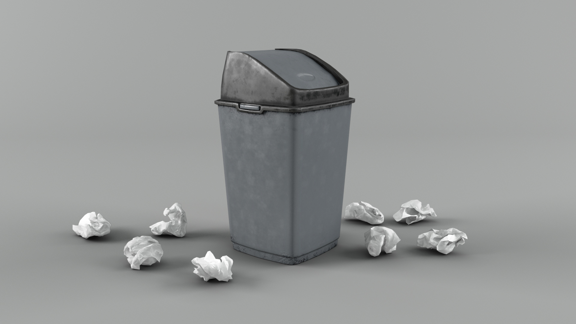 3D Trash Bin Crumpled Paper Model - TurboSquid 1713410