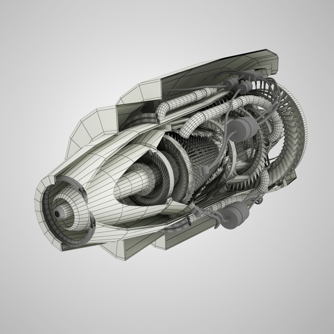 jet engine cutaway 3d model