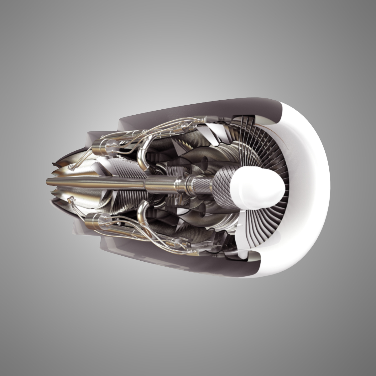 jet engine cutaway 3d model