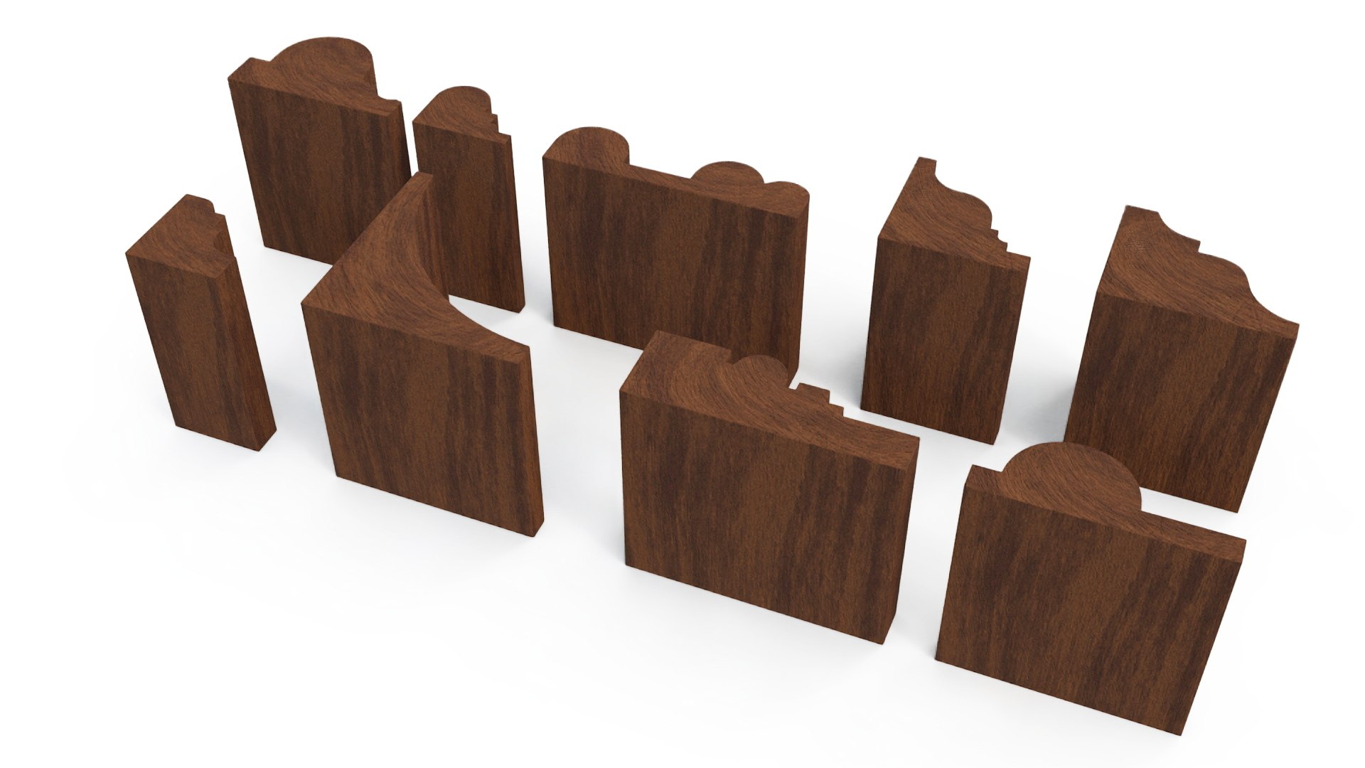 3D Set Molding Mahogany Part 2 Model - TurboSquid 2273259