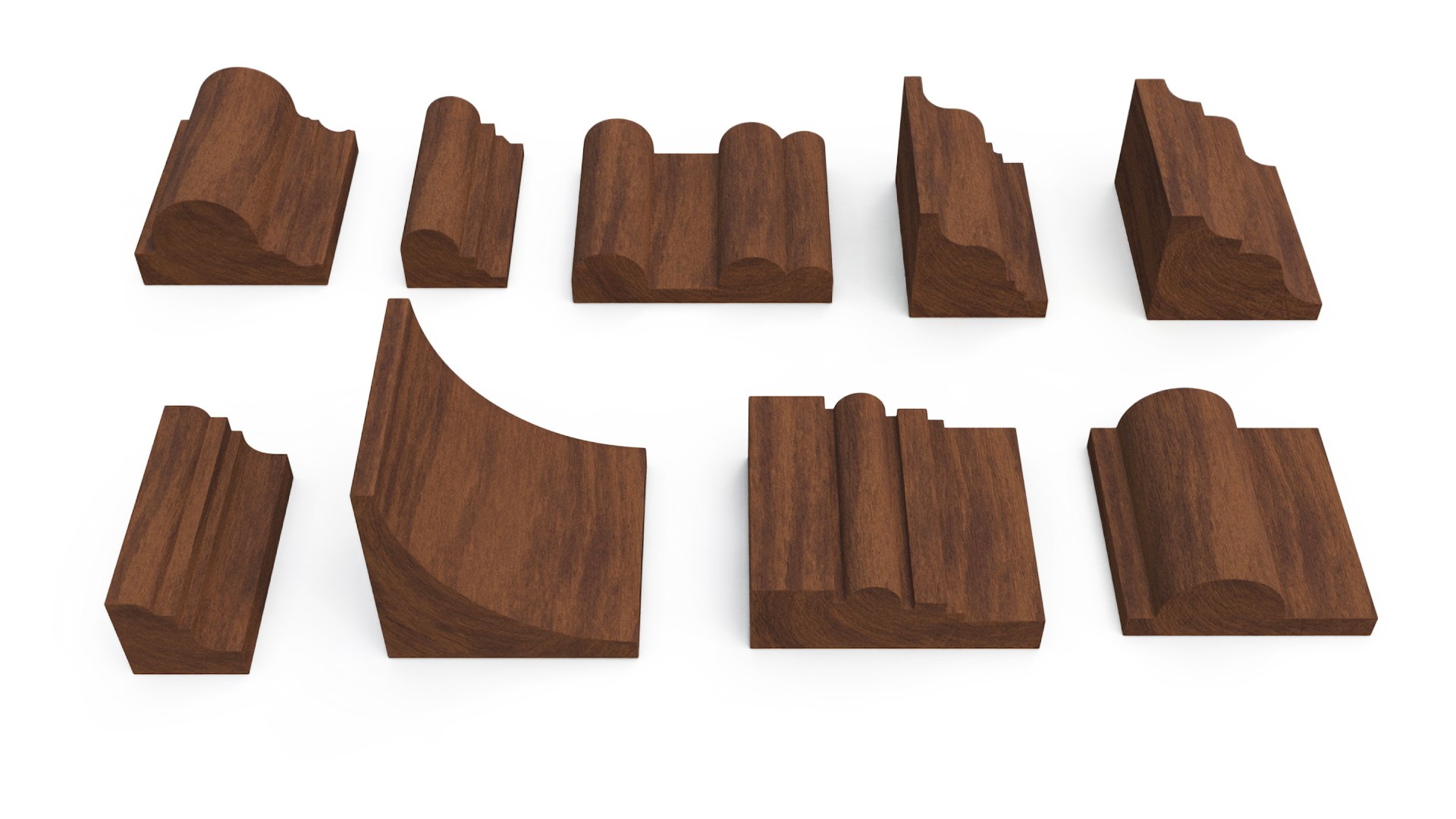 3D Set Molding Mahogany Part 2 Model - TurboSquid 2273259
