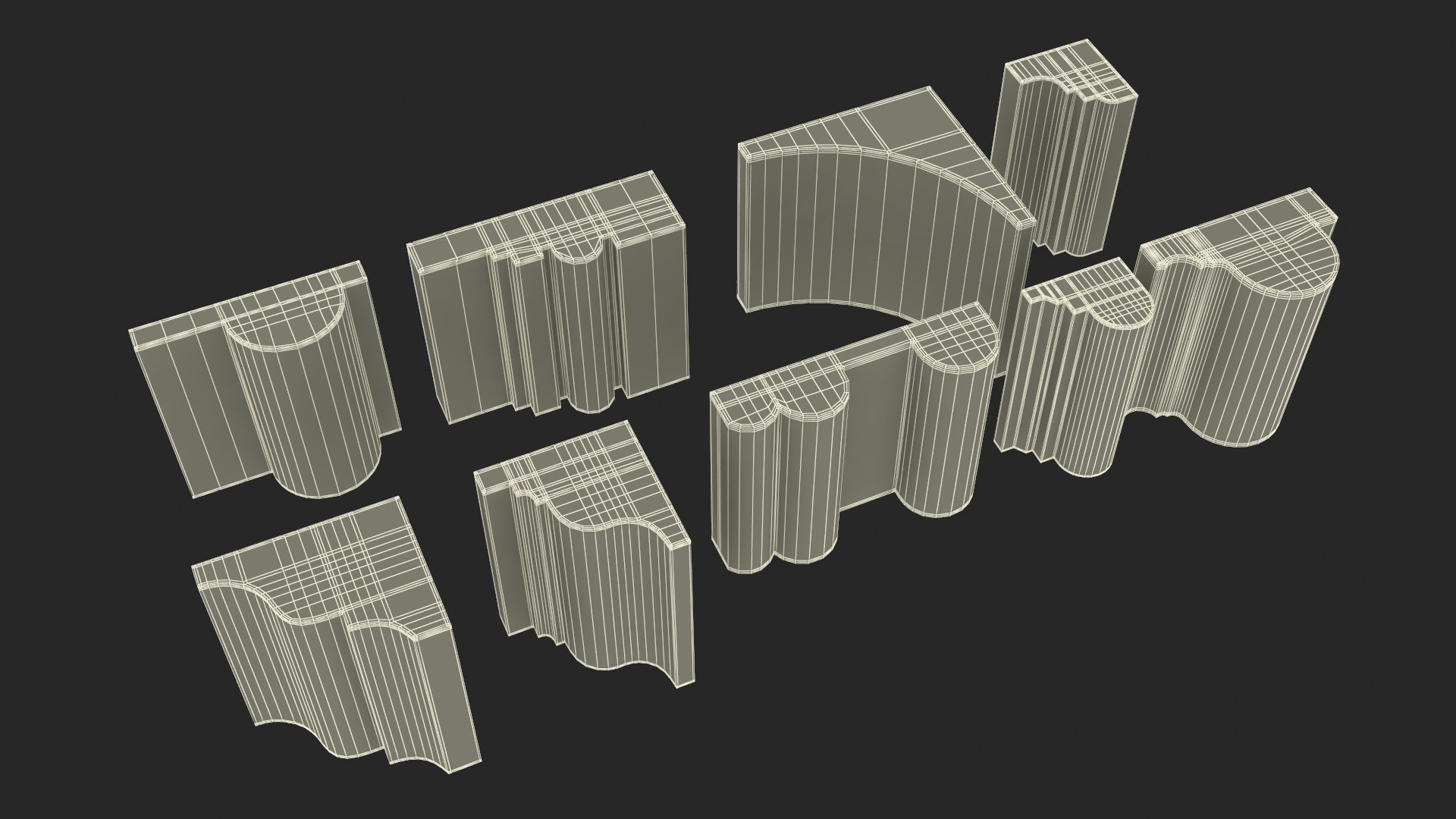 3D Set Molding Mahogany Part 2 Model - TurboSquid 2273259