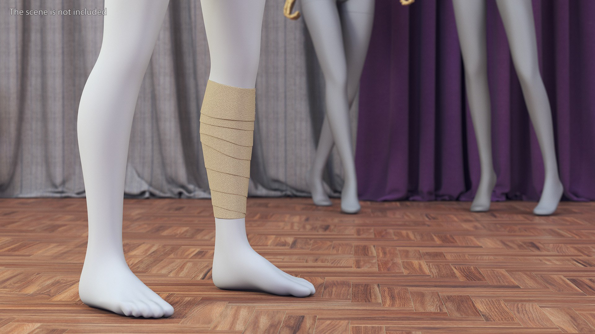 3D Elastic Bandage Beige With Clamps Wrapped Around Leg On Mannequin ...