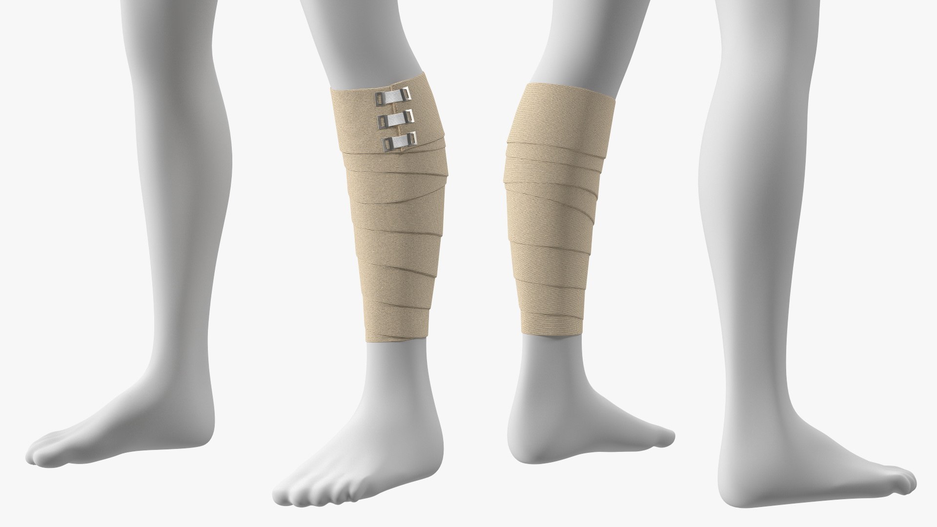 3D Elastic Bandage Beige With Clamps Wrapped Around Leg On Mannequin ...