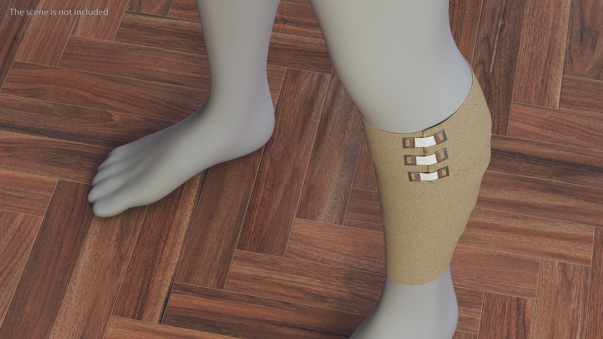 3D Elastic Bandage Beige With Clamps Wrapped Around Leg On Mannequin ...