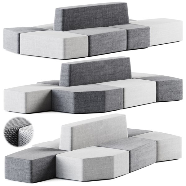 3D Stone Sectional modular sofa by True Design - TurboSquid 2051325
