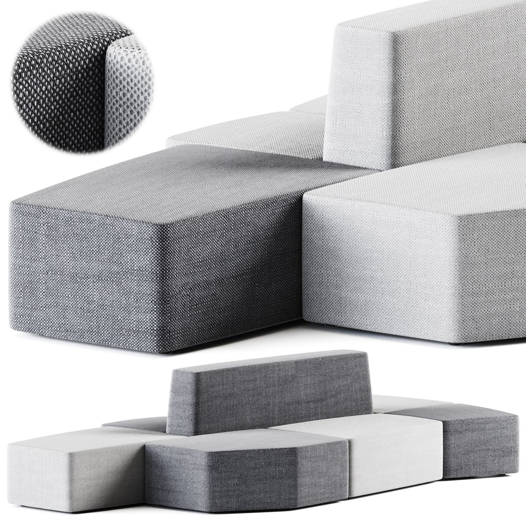 3D Stone Sectional Modular Sofa By True Design - TurboSquid 2051325