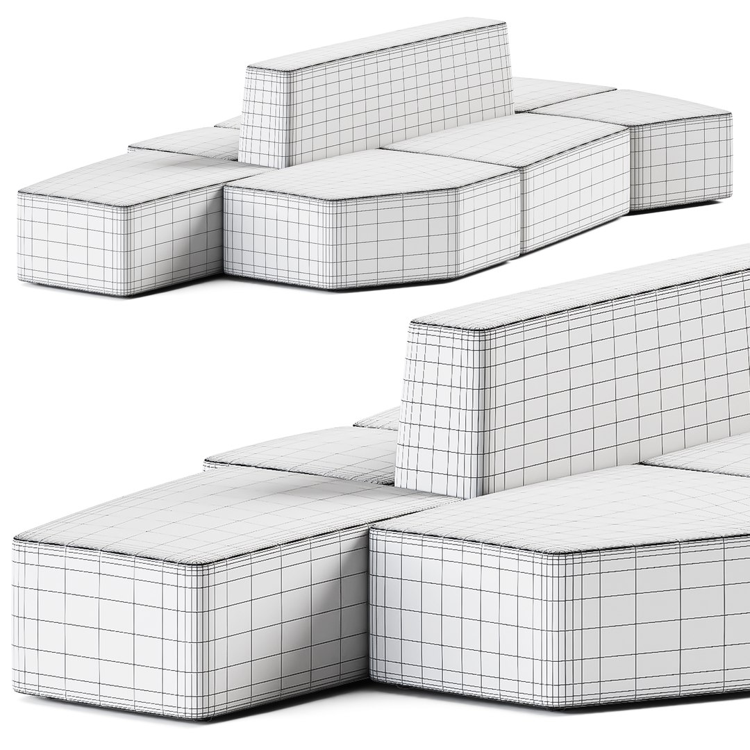 3D Stone Sectional Modular Sofa By True Design - TurboSquid 2051325