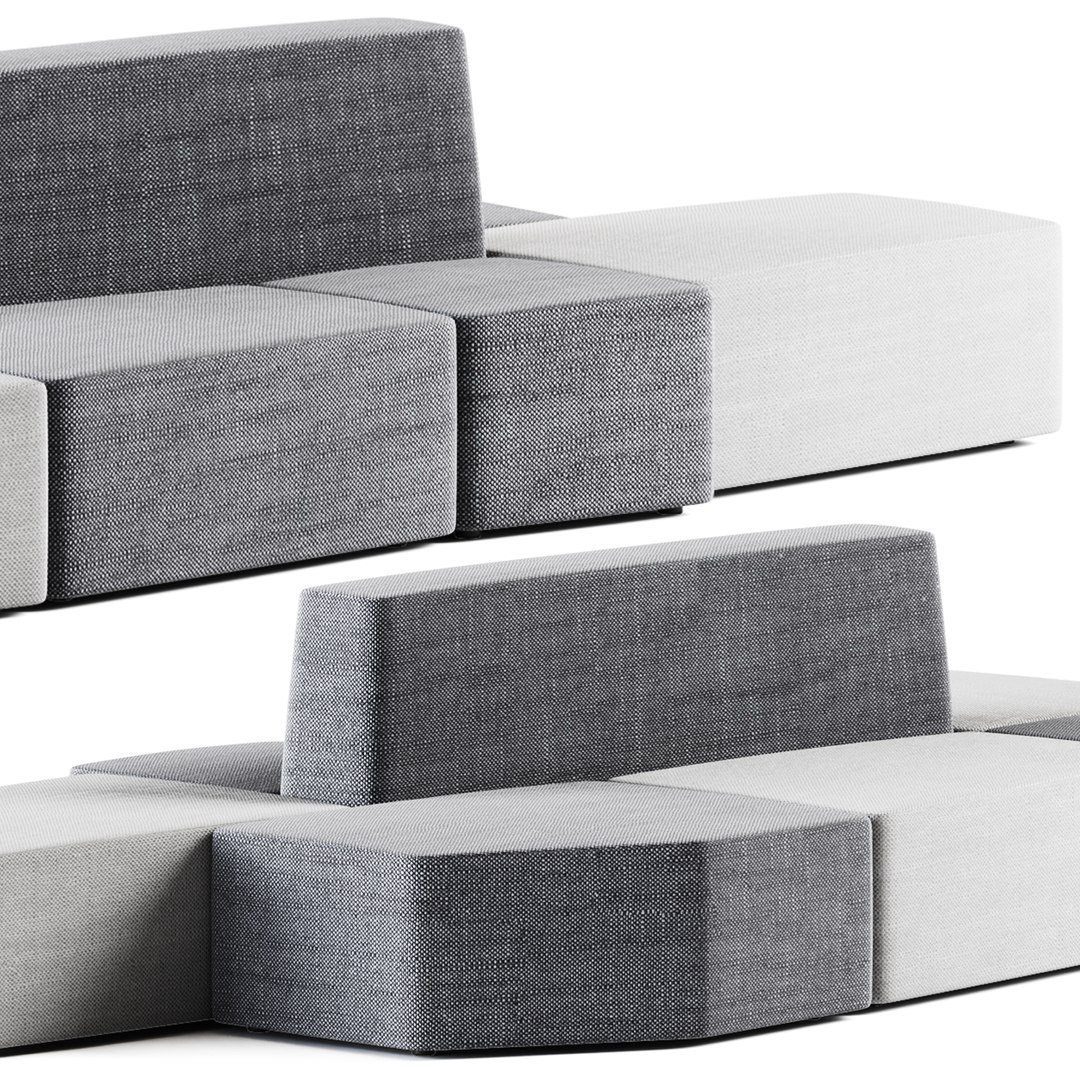 3D Stone Sectional Modular Sofa By True Design - TurboSquid 2051325