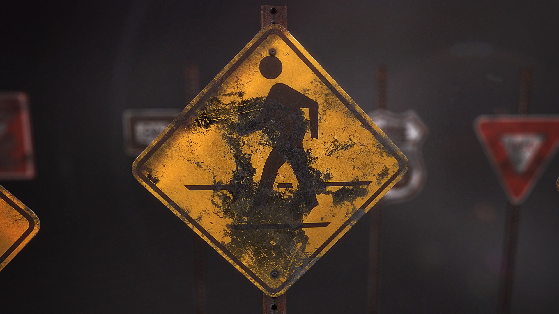 3d Model Dirty Clean Road Signs