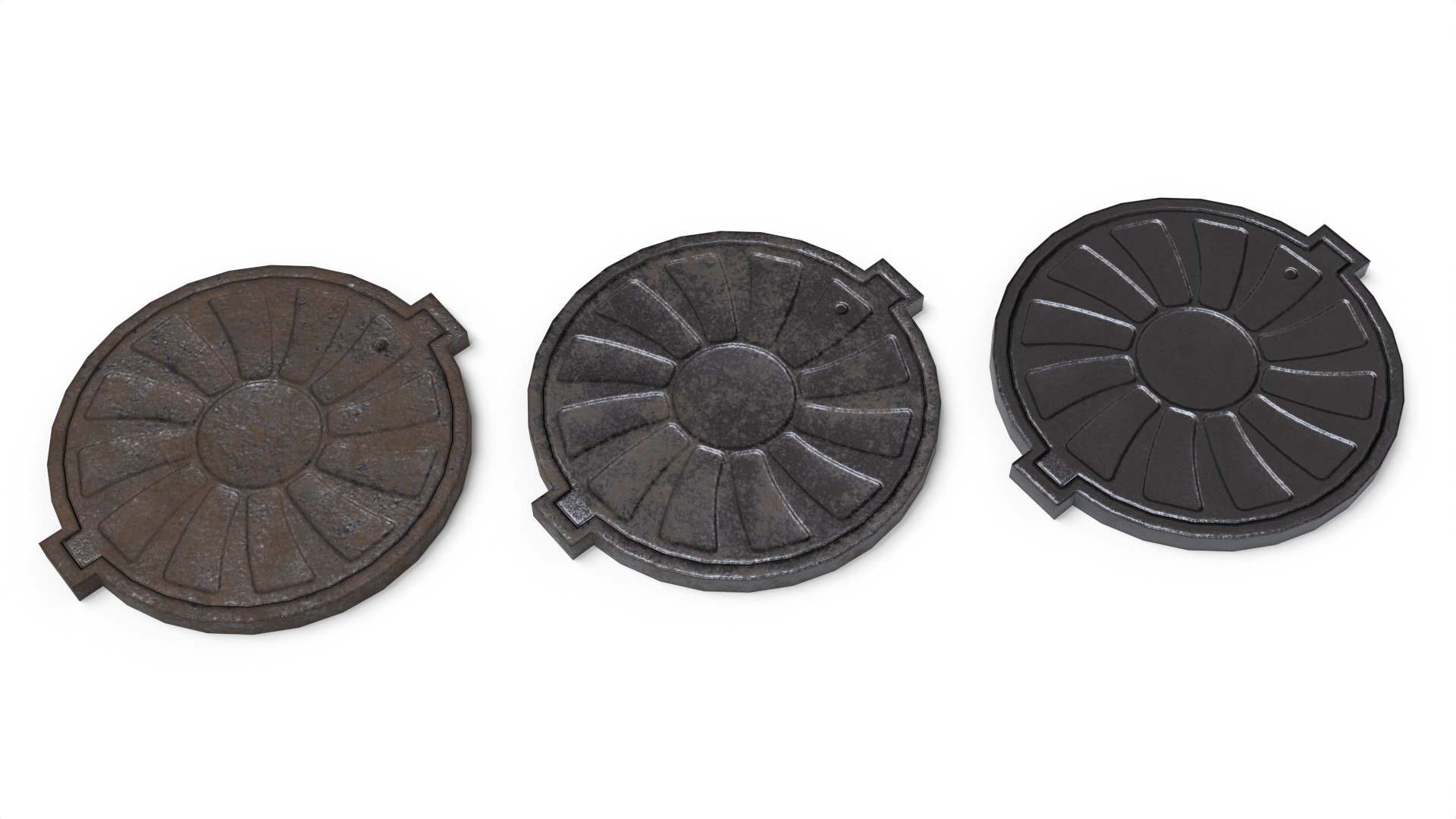 Simple Manhole Cover Pack 3D Model - TurboSquid 1846240