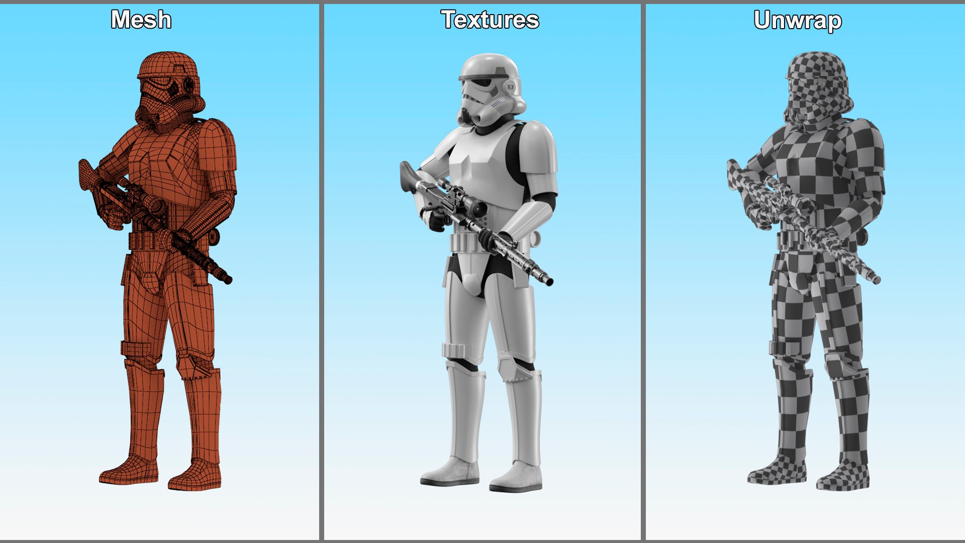 Star Wars Imperial Stormtrooper With Blaster Rifle Standing Pose 3D ...