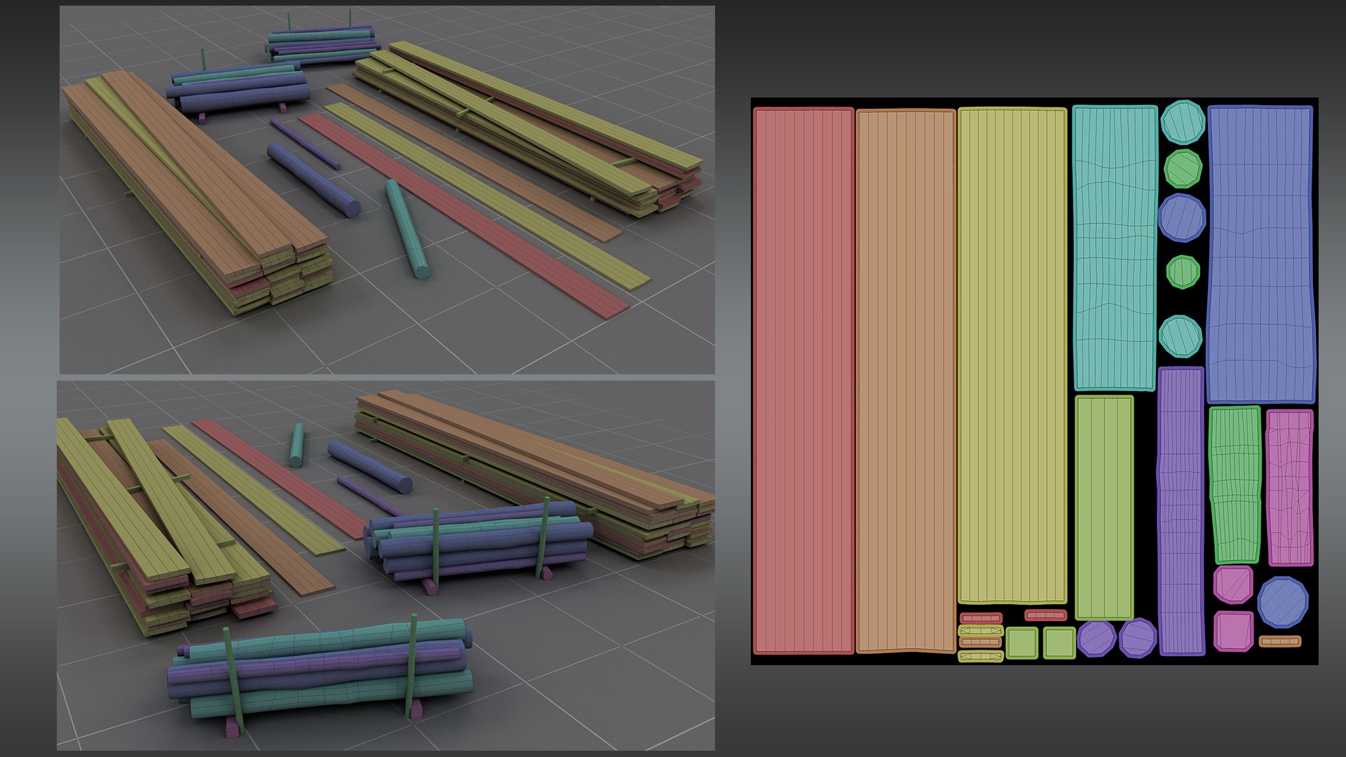 3D Wooden Warehouse Boards Logs - TurboSquid 1268113