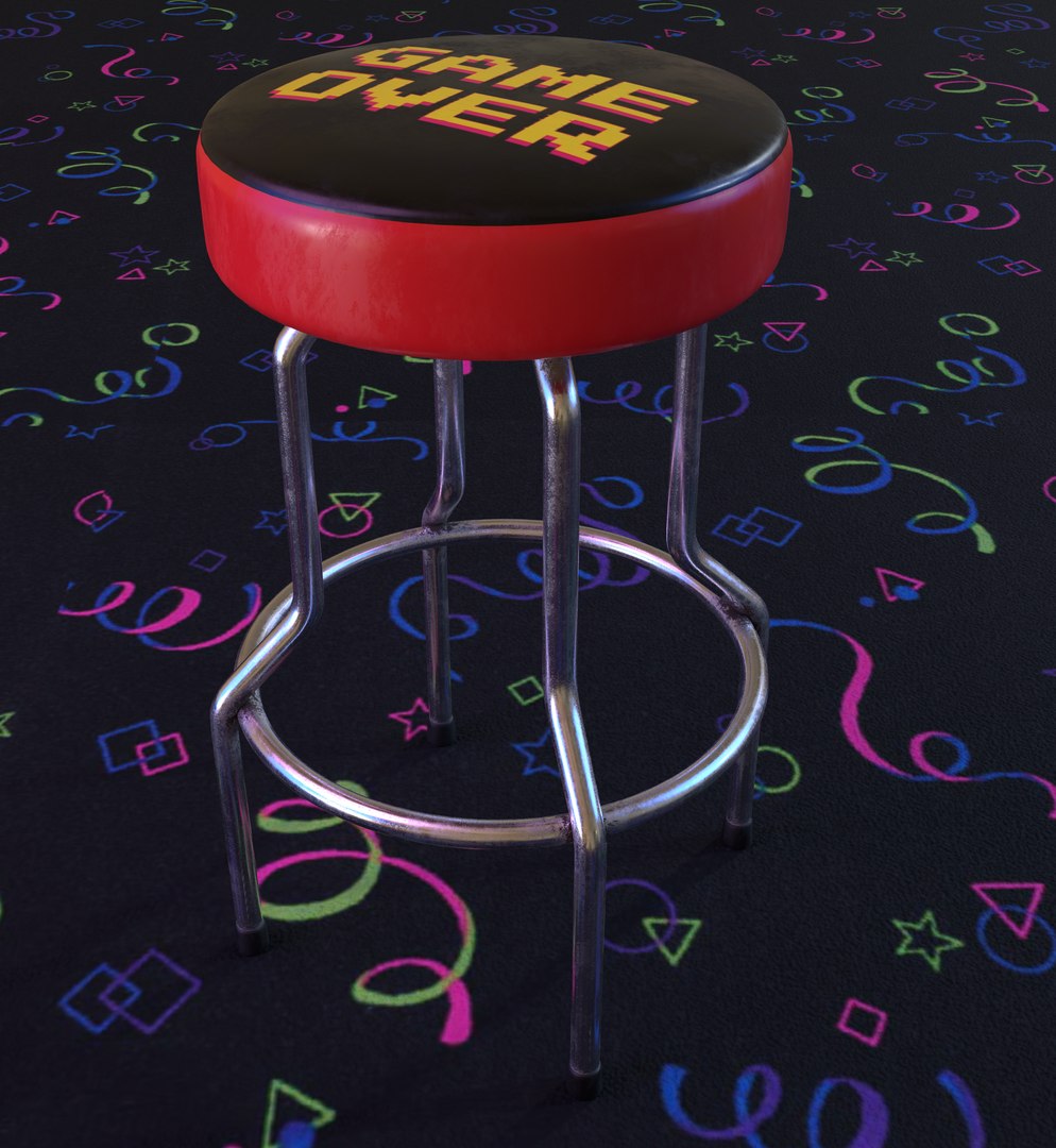 3D Retro Arcade Stools And Carpet - TurboSquid 2367662
