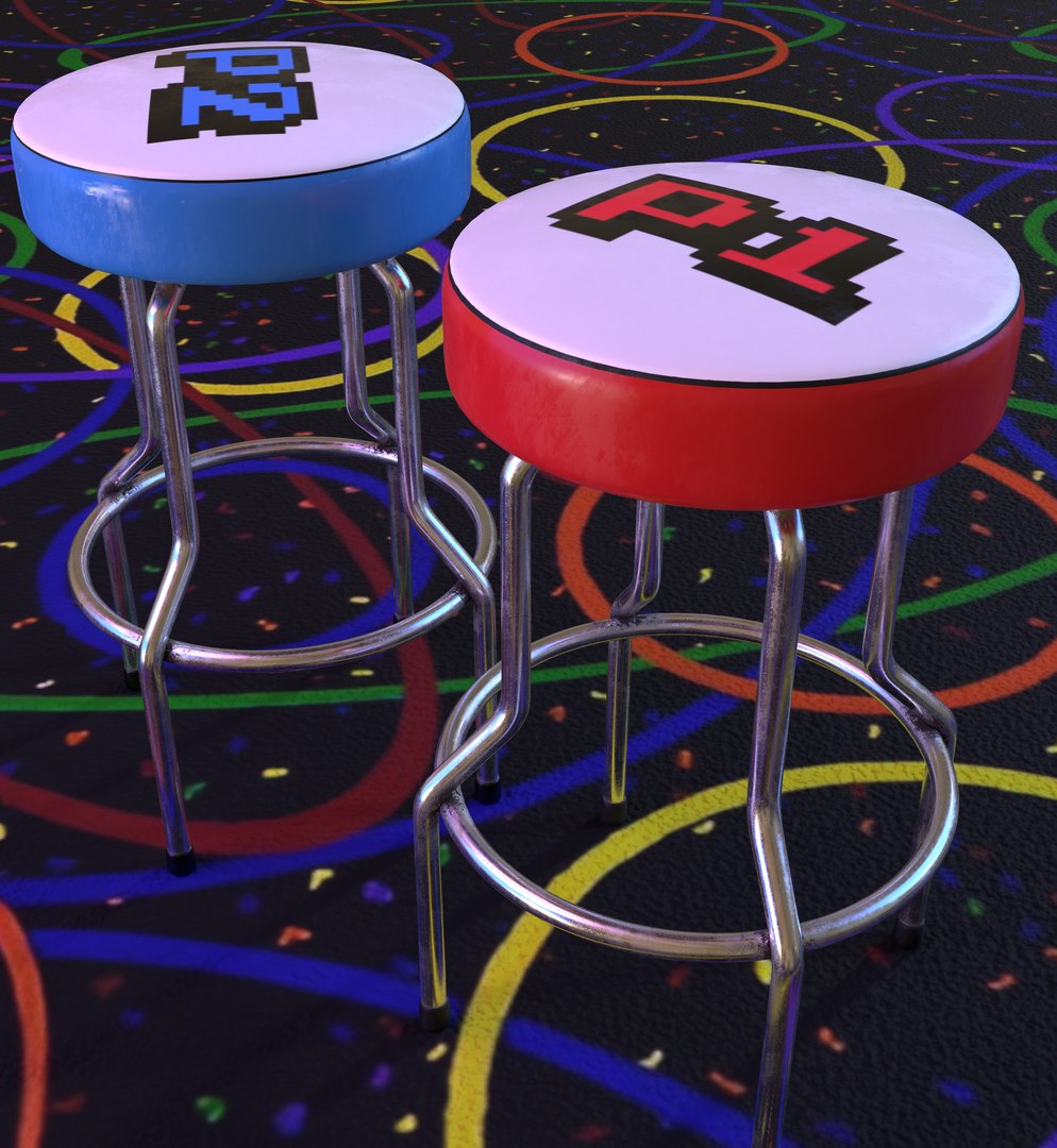 3D Retro Arcade Stools And Carpet - TurboSquid 2367662