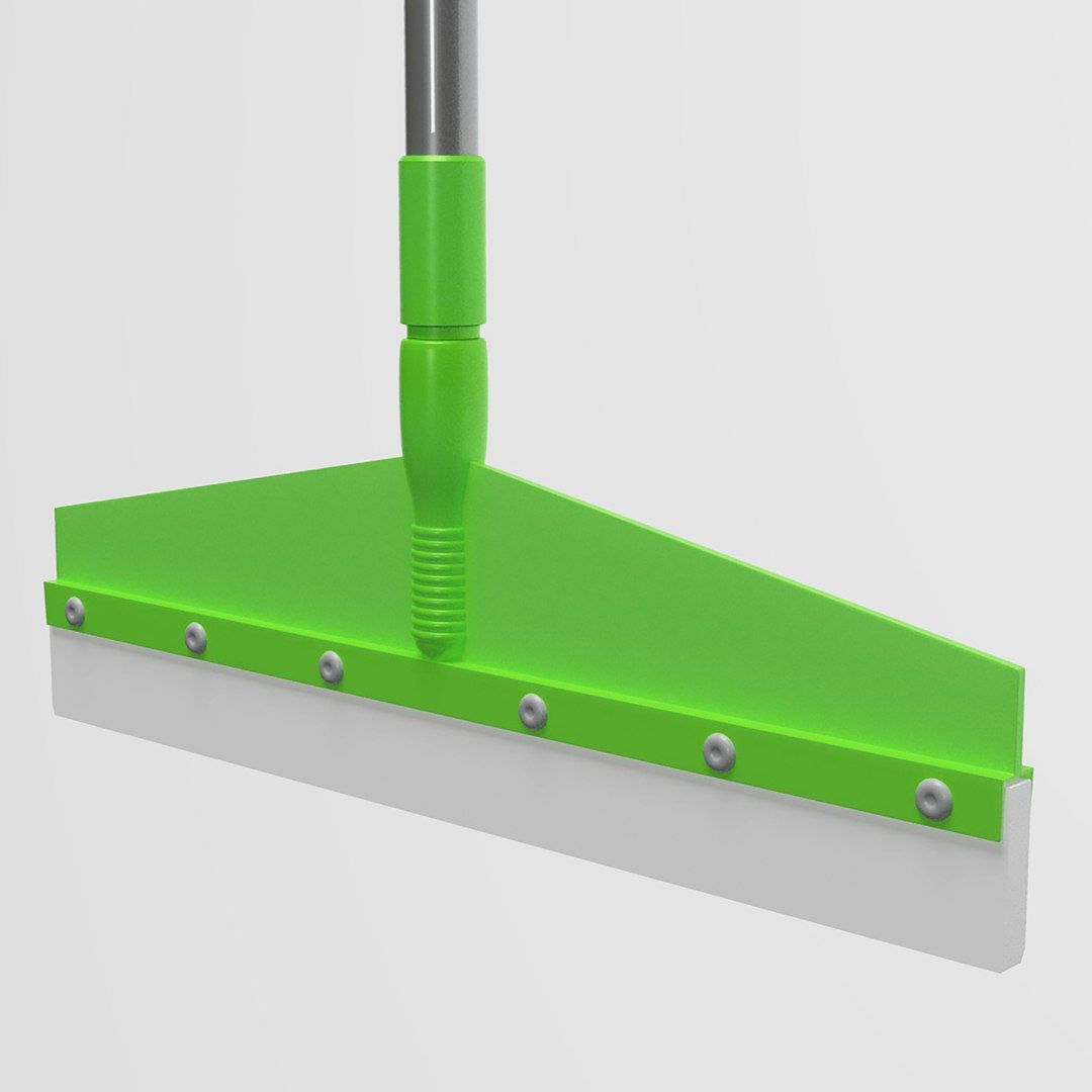 Lowpoly Plastic Mop with Rubber Blade for Floor Wipe 3D model 3D model ...