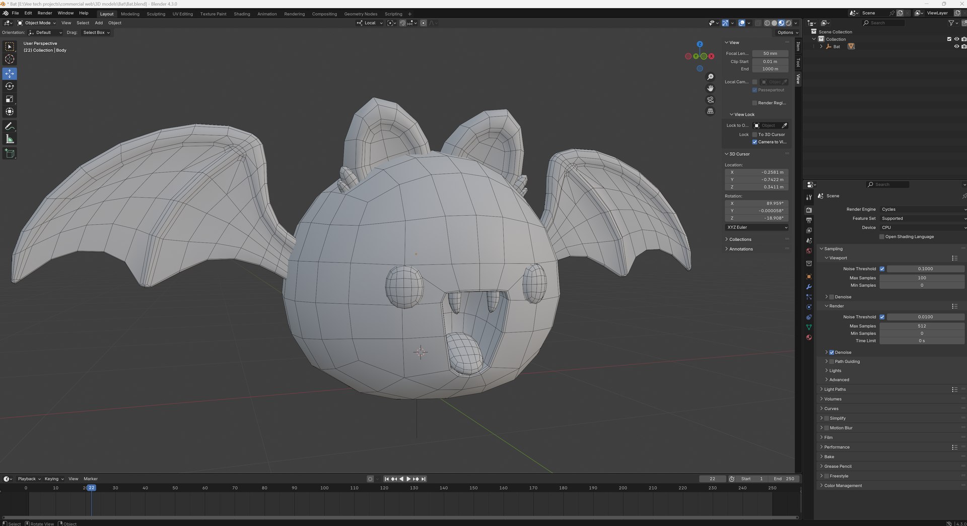 3D BAT Cartoon Maya Rigged Model - TurboSquid 2343246