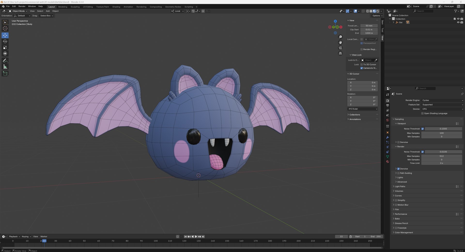 3D BAT Cartoon Maya Rigged Model - TurboSquid 2343246