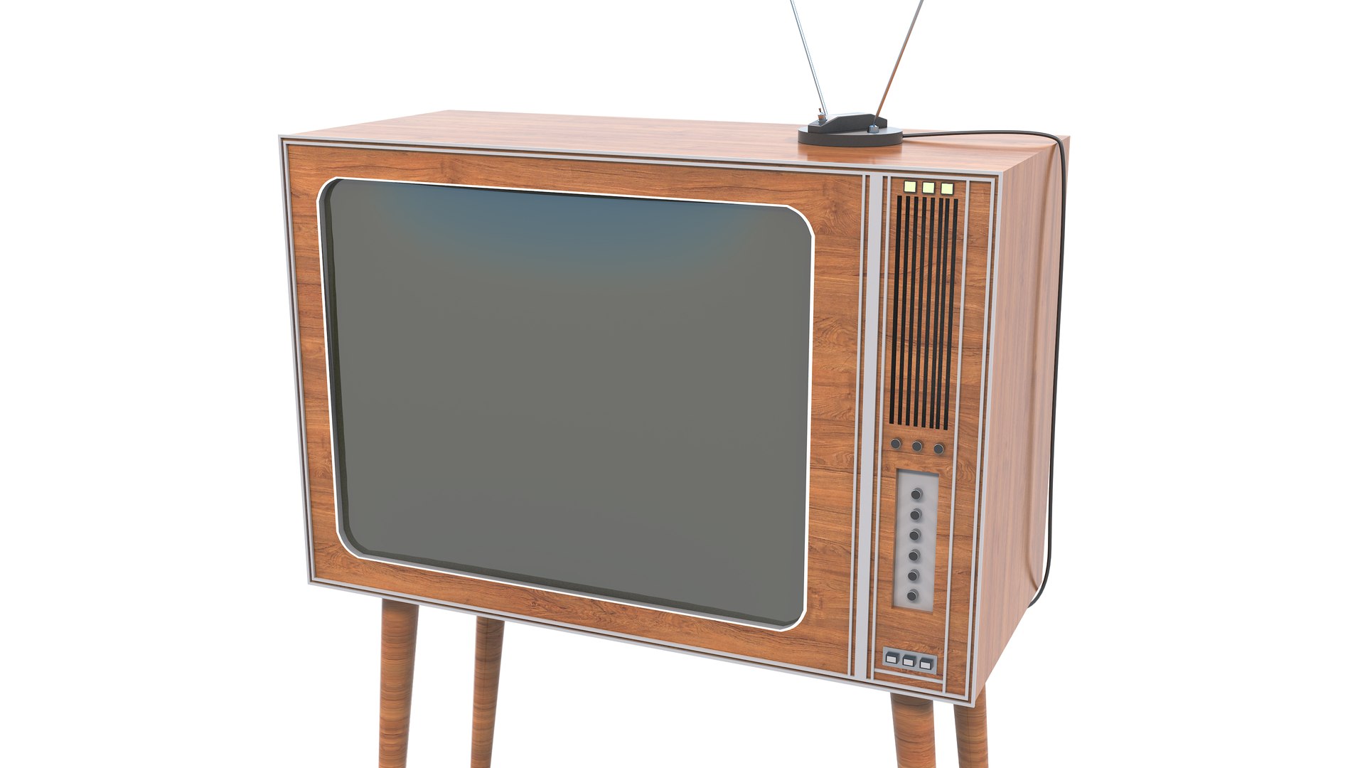 3D Retro Television And Antenna - TurboSquid 2273610