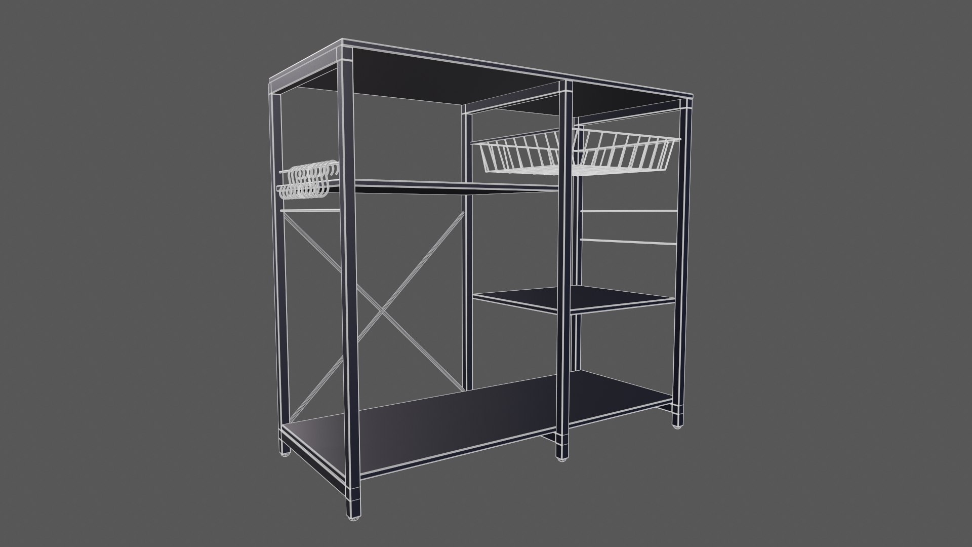Steel Kitchen Rack Storage 3D Model - TurboSquid 2191064
