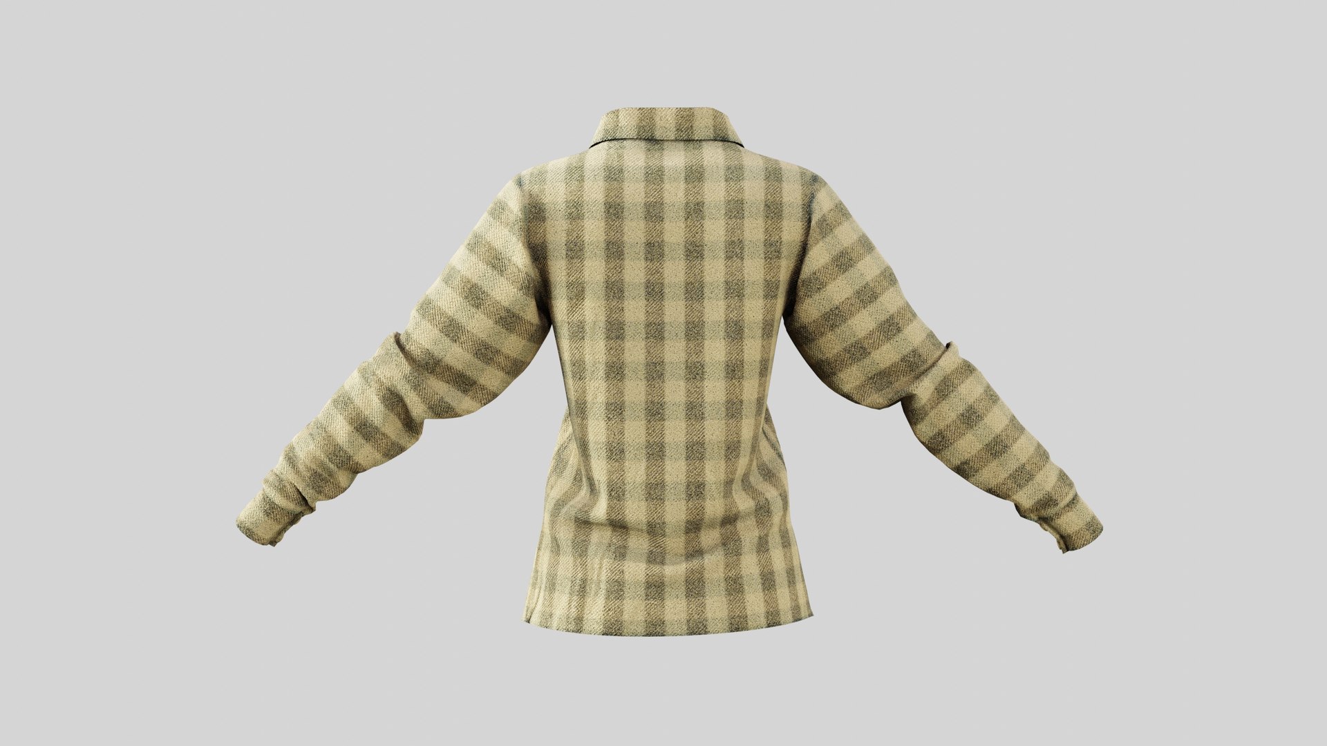 Female Shirt 01 Light Yellow Fannel Checkered 3D Model - TurboSquid 2422050