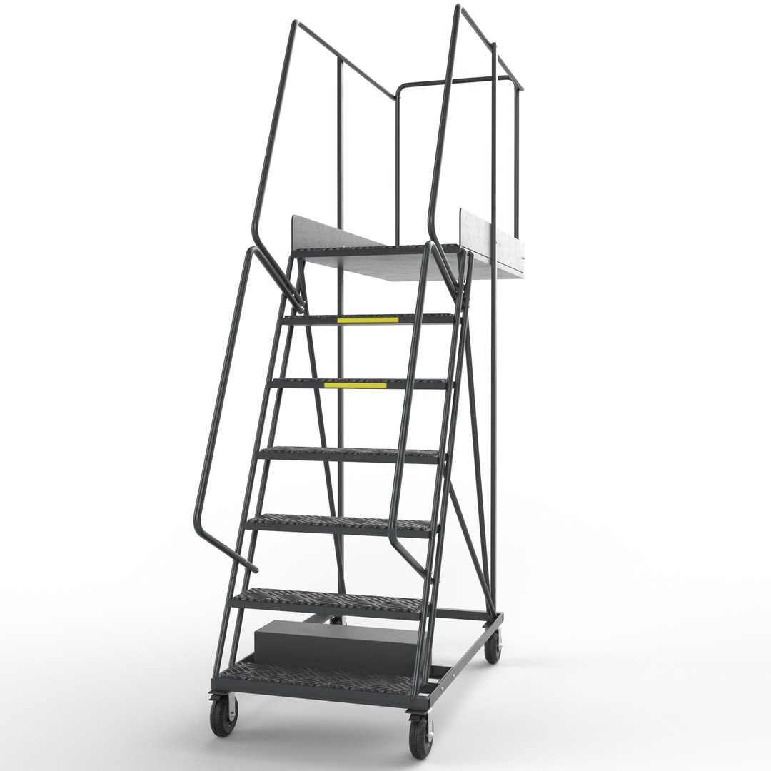 3D Industrial Rolling Ladder Workstand PBR Model - TurboSquid 2242078