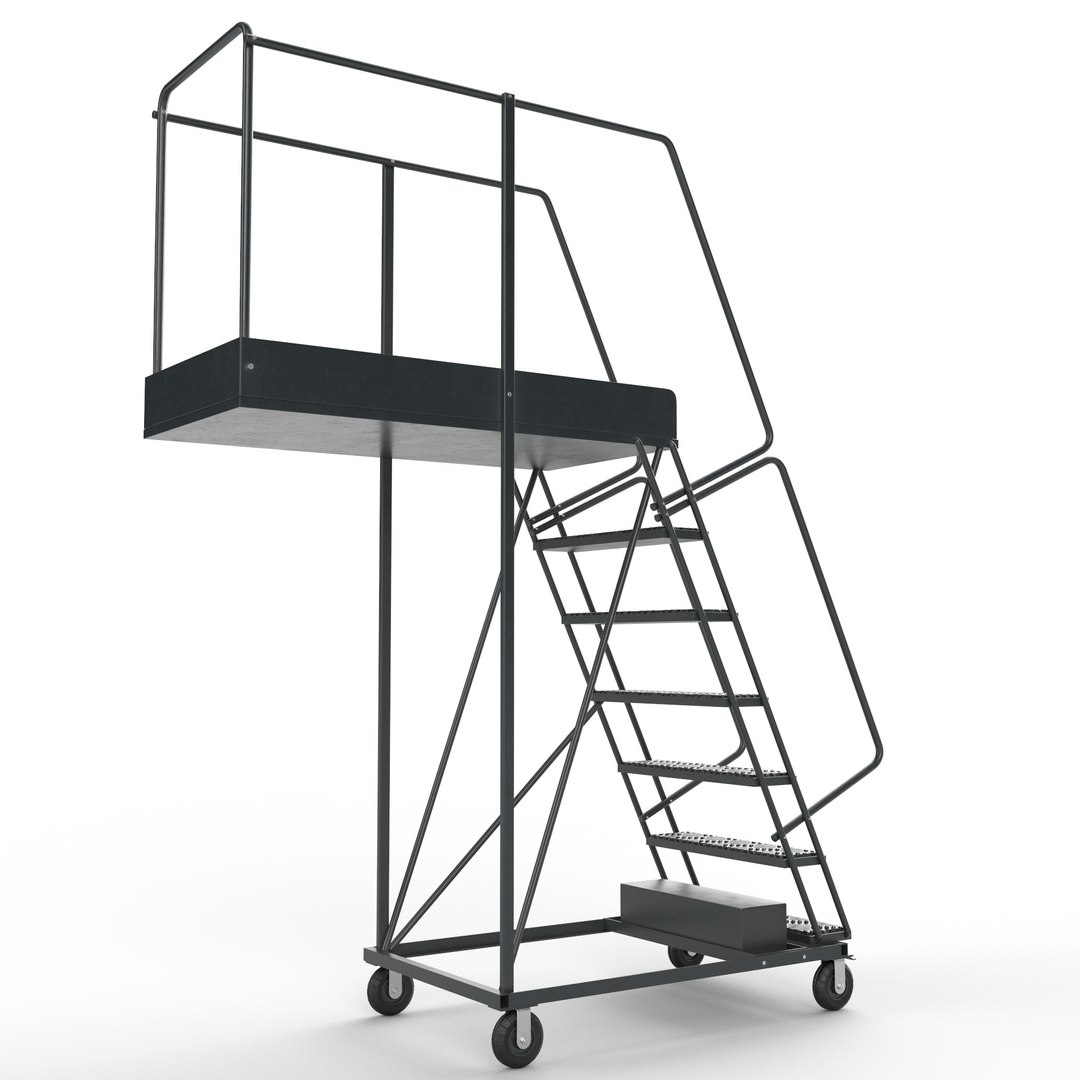 3D Industrial Rolling Ladder Workstand PBR Model - TurboSquid 2242078