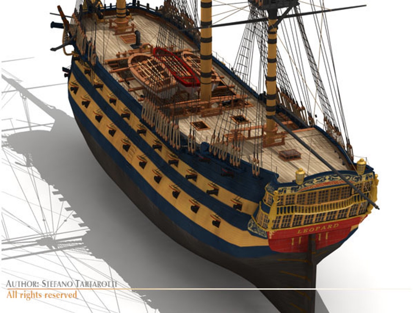Rate Hms Leopard Warship 3d Model