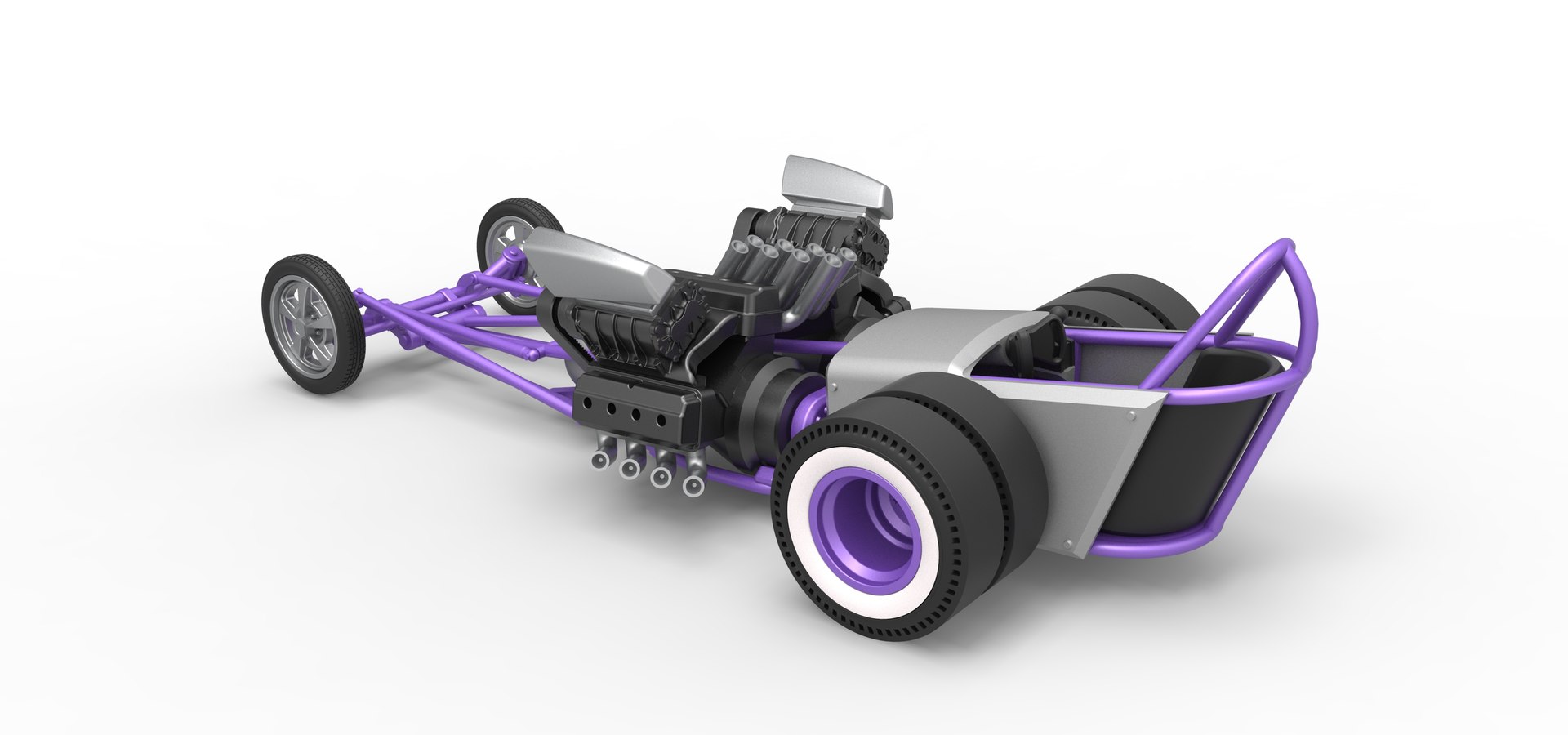 Diecast Front engine old school dragster with 2 V8 Scale 1 to 25 3D ...