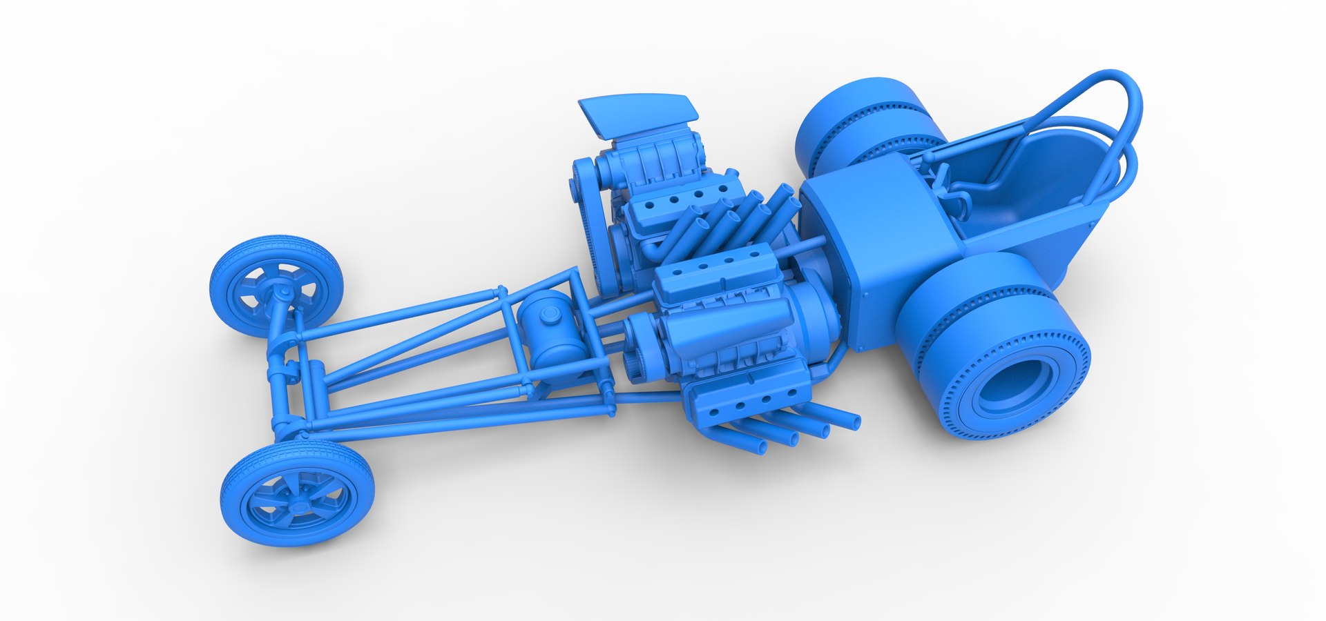 Diecast Front engine old school dragster with 2 V8 Scale 1 to 25 3D ...