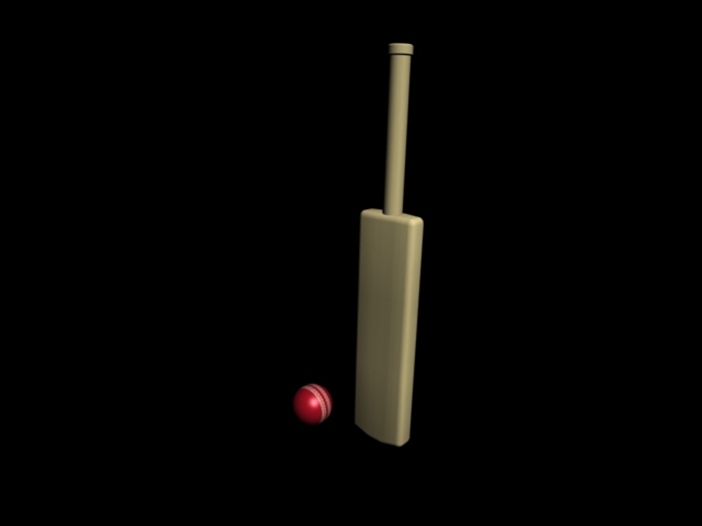 3d model simple cricket bat ball