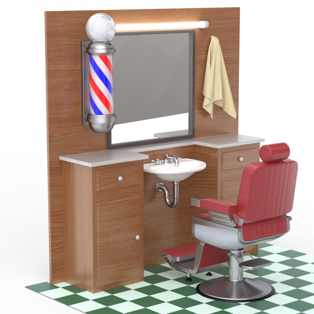 3D model barber shop scene - TurboSquid 1409361