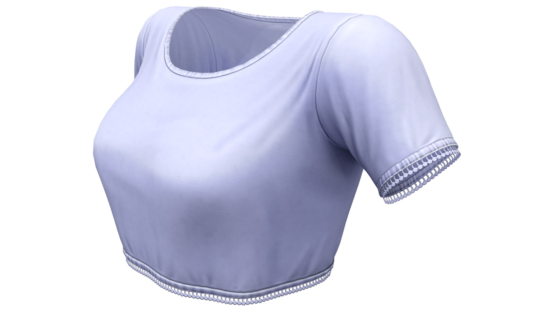 White Loose Embroidery Crop Top 3D Model - TurboSquid 1996271