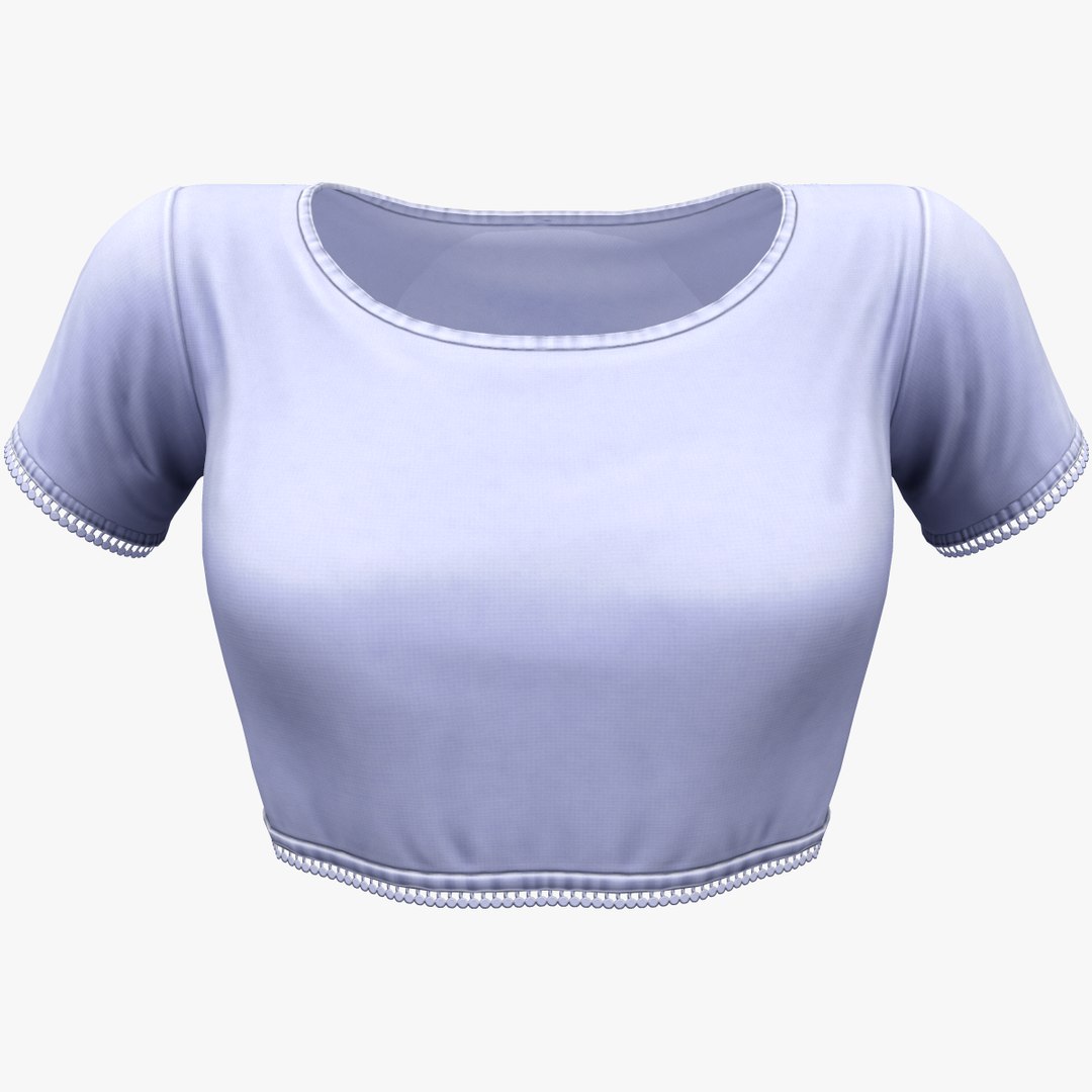 White Loose Embroidery Crop Top 3D Model - TurboSquid 1996271