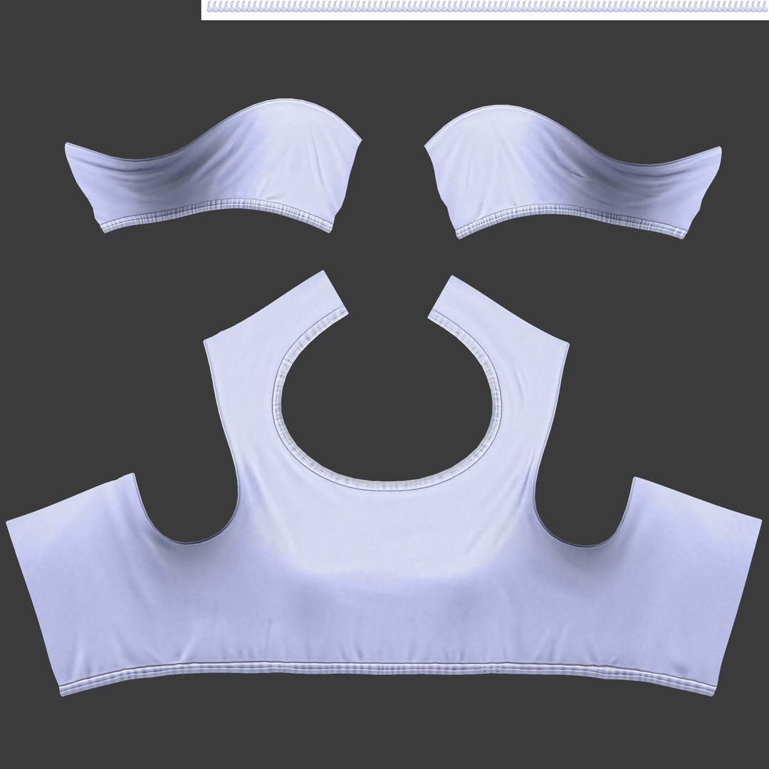 White Loose Embroidery Crop Top 3D Model - TurboSquid 1996271