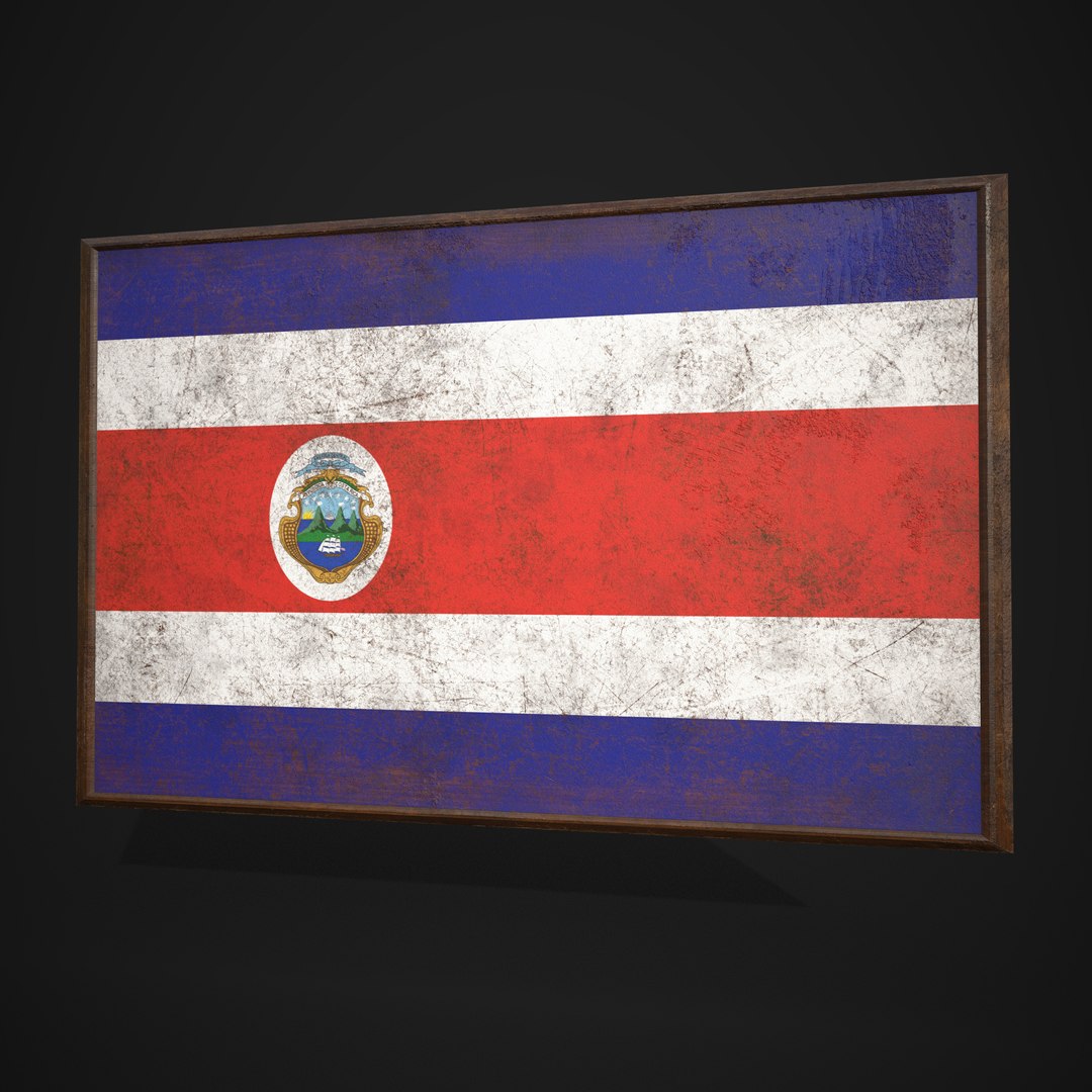 3D Old Picture Frame With Costa Rica Flag - Game Ready PBR Low-poly 2 ...