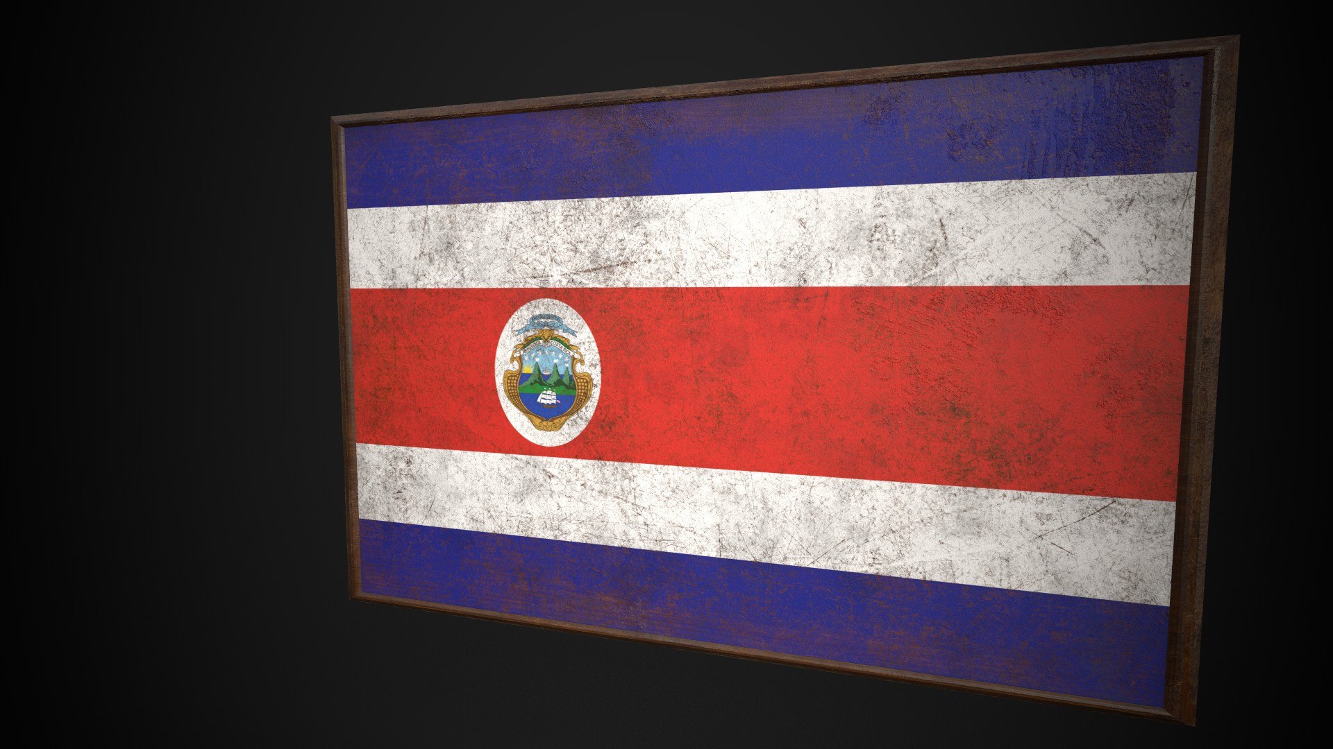 3D Old Picture Frame With Costa Rica Flag - Game Ready PBR Low-poly 2 ...