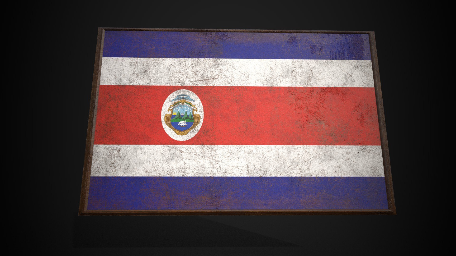 3D Old Picture Frame With Costa Rica Flag - Game Ready PBR Low-poly 2 ...