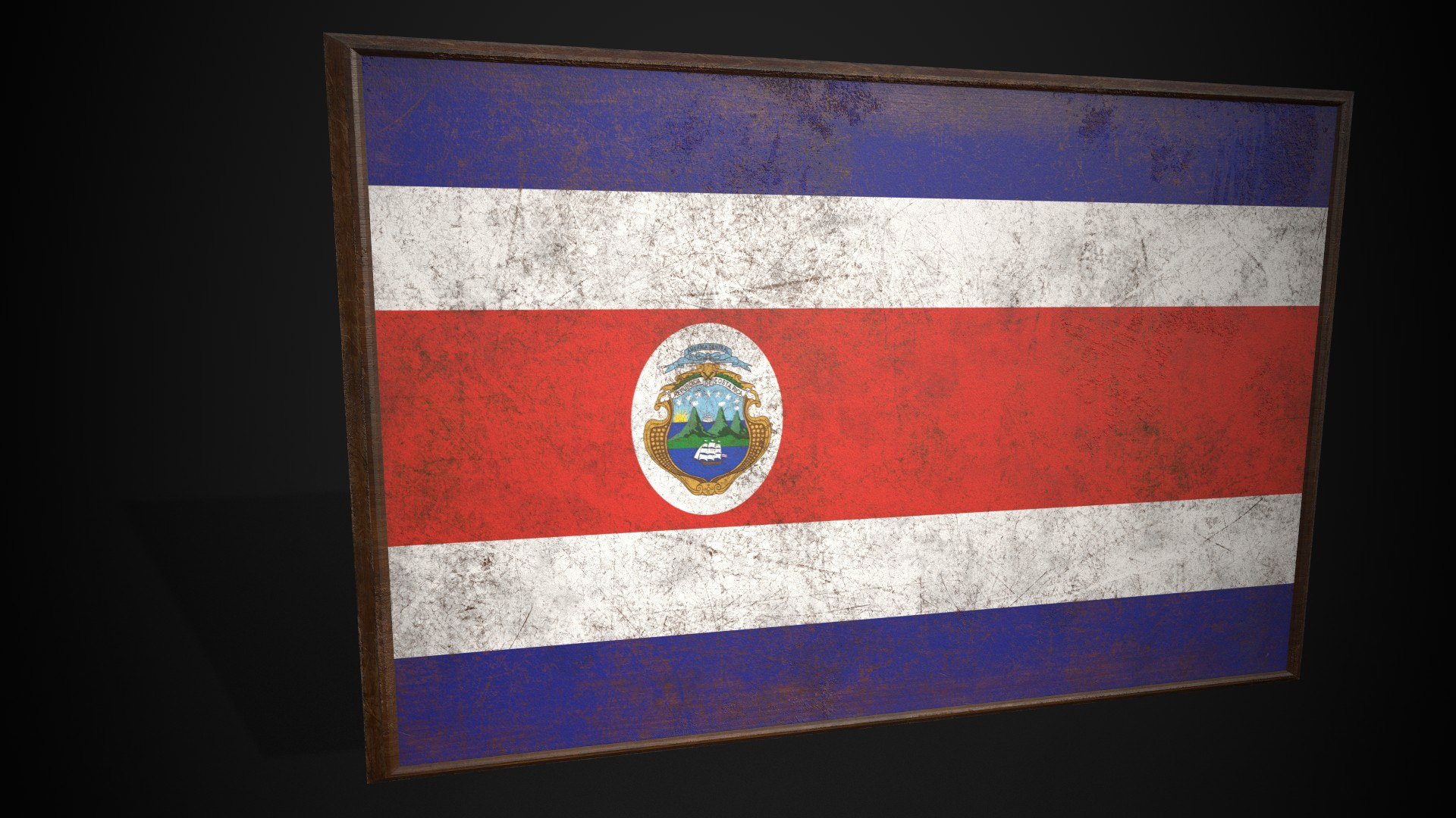 3D Old Picture Frame With Costa Rica Flag - Game Ready PBR Low-poly 2 ...