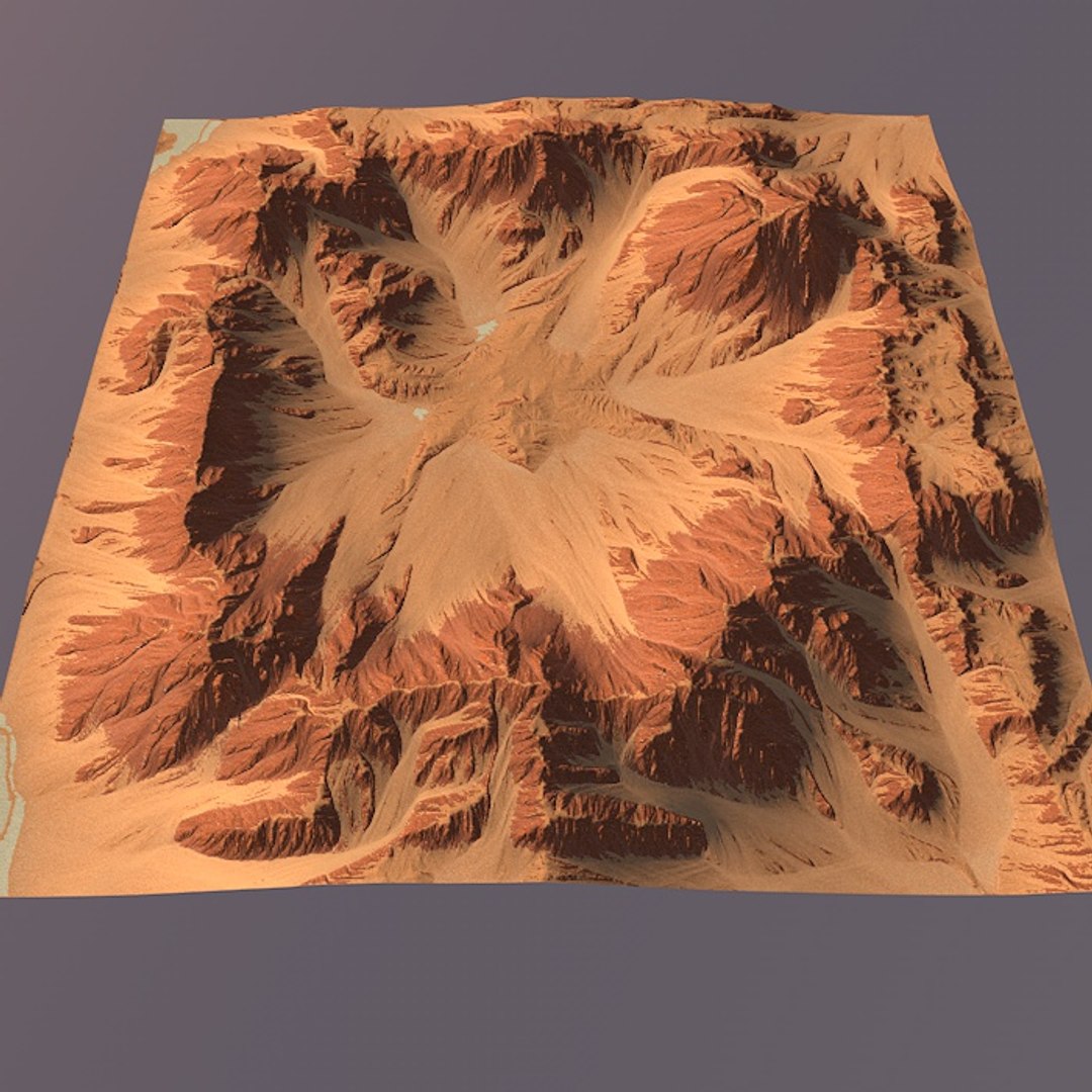 3d model of red mountain