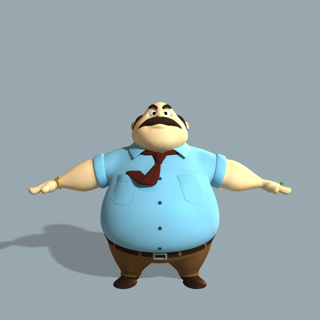3d Model Of Fully Rigged Manager Character Animation