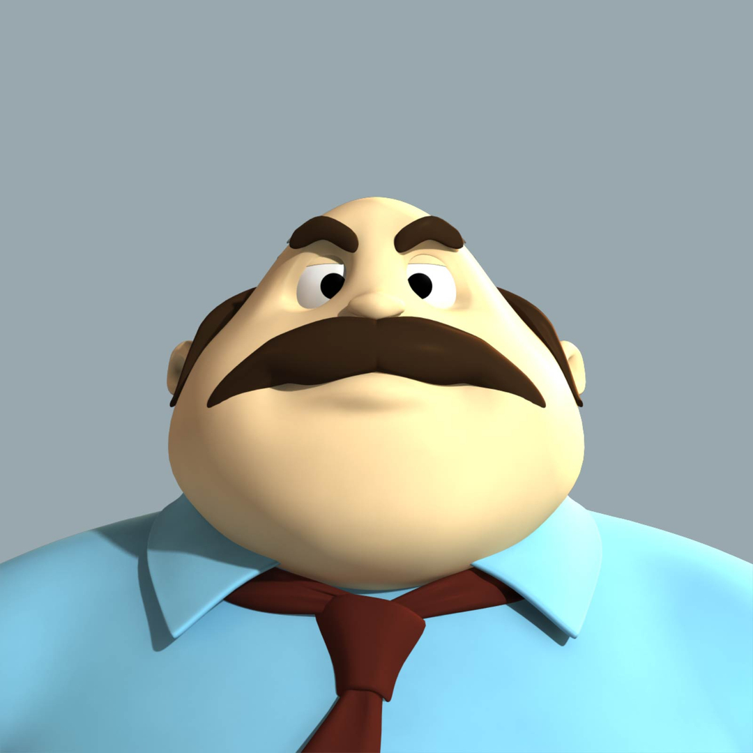 3d Model Of Fully Rigged Manager Character Animation