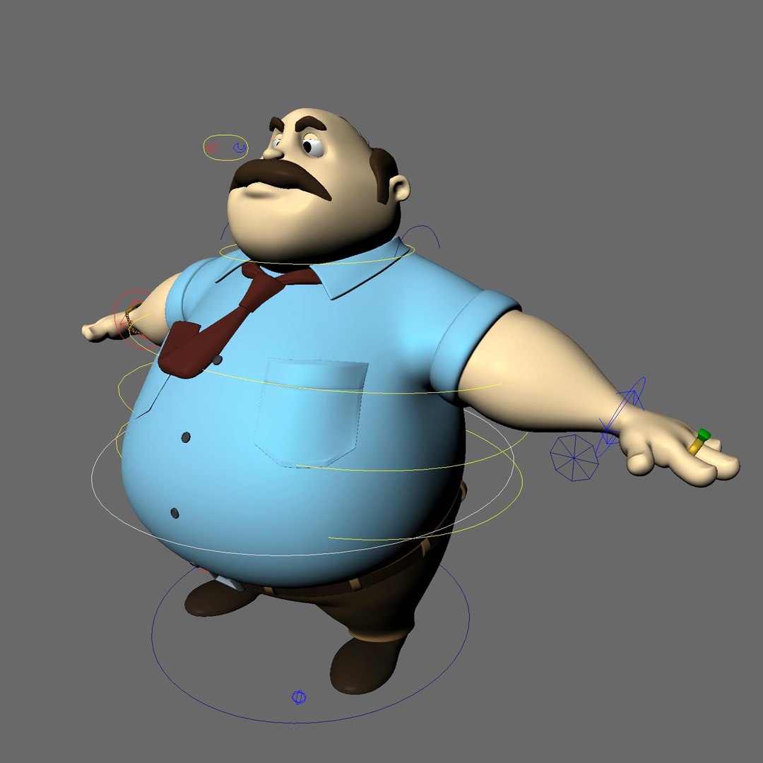 3d Model Of Fully Rigged Manager Character Animation