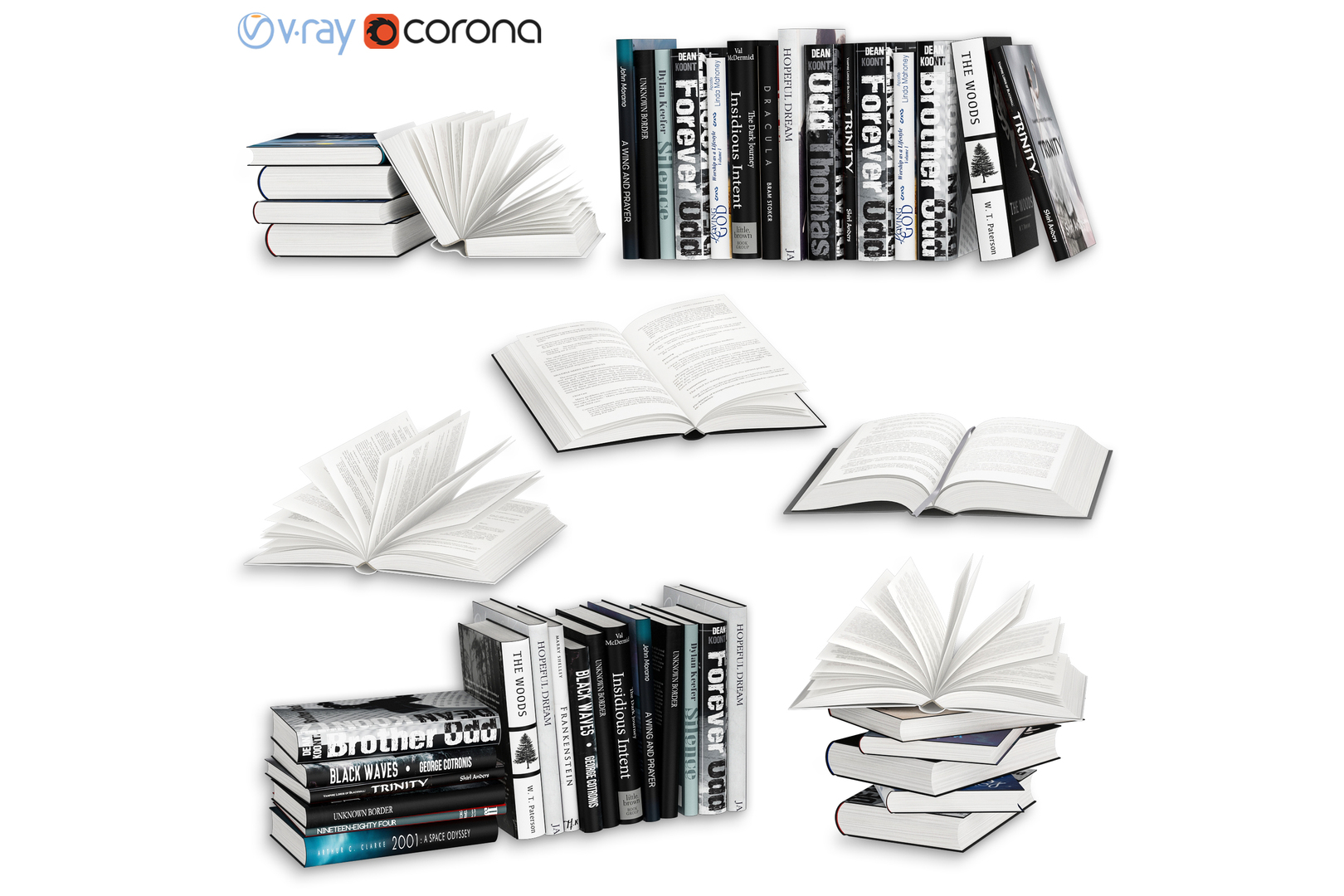 Open books set 3D - TurboSquid 1563611