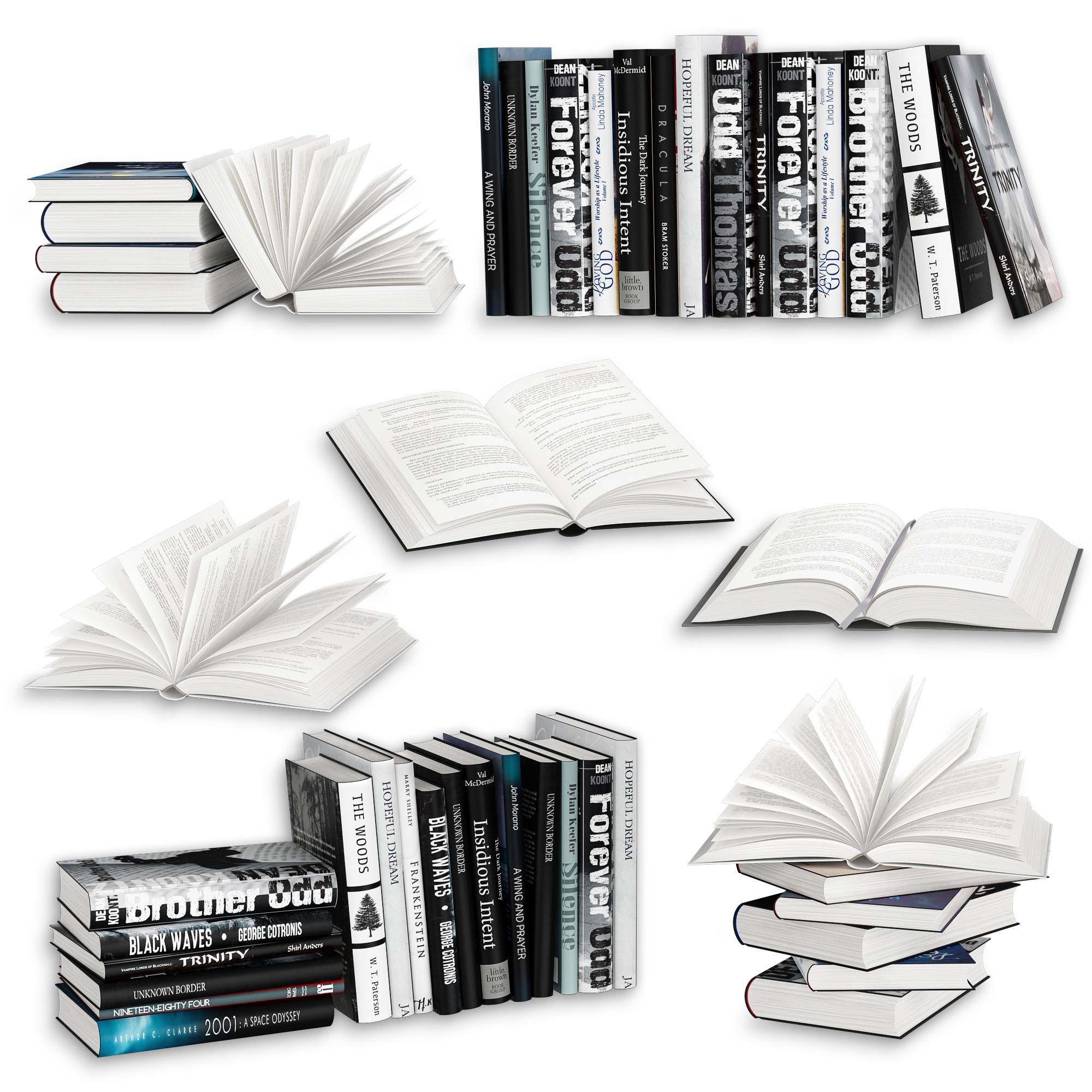 Open books set 3D - TurboSquid 1563611