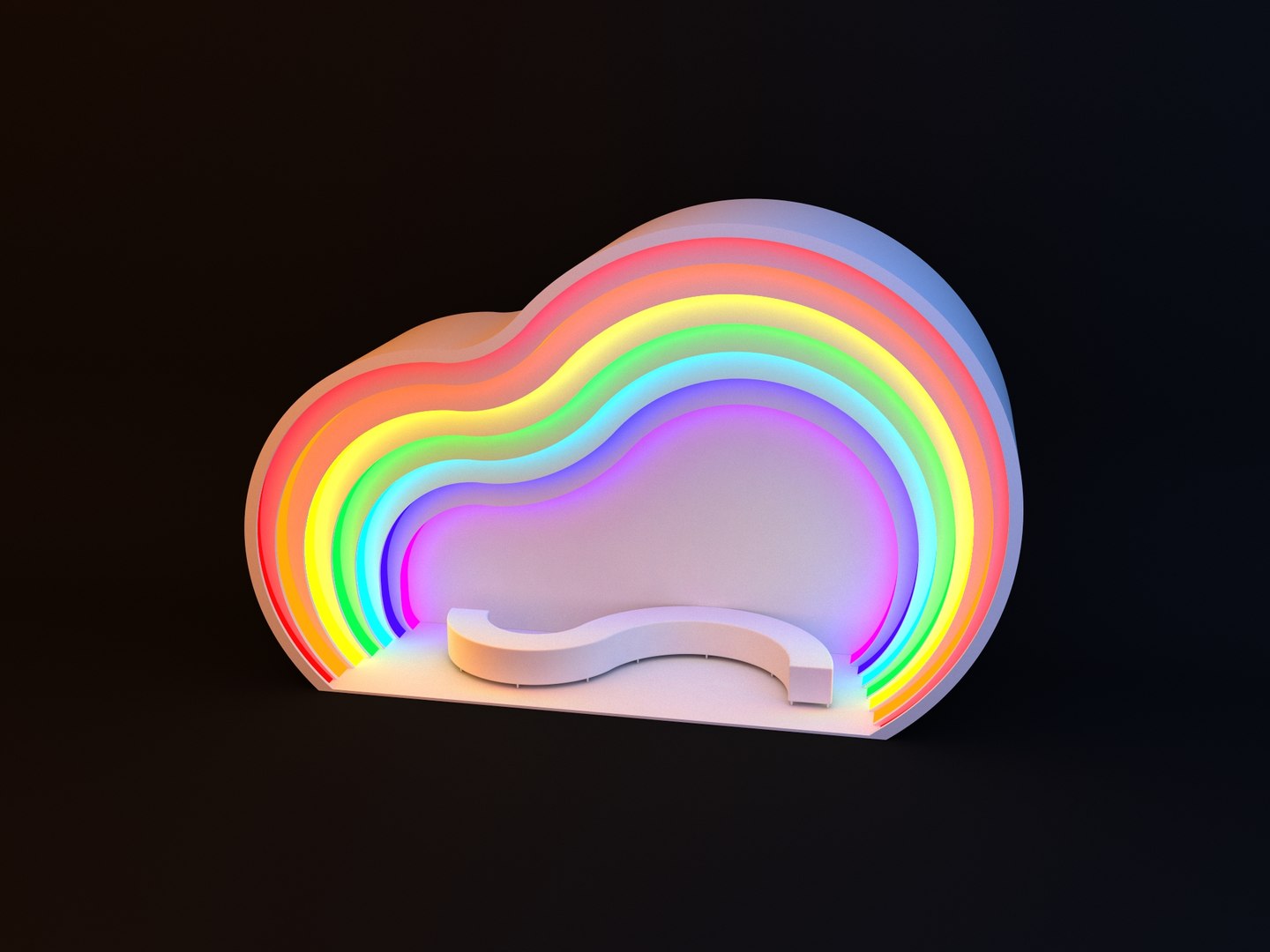 3D Rainbow parametric cloud modern bus stop concept 2 model ...