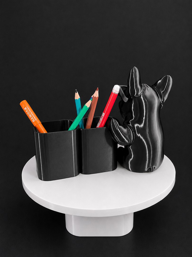 Bulldog Pen Stand Organizer 3D Model - TurboSquid 2579250