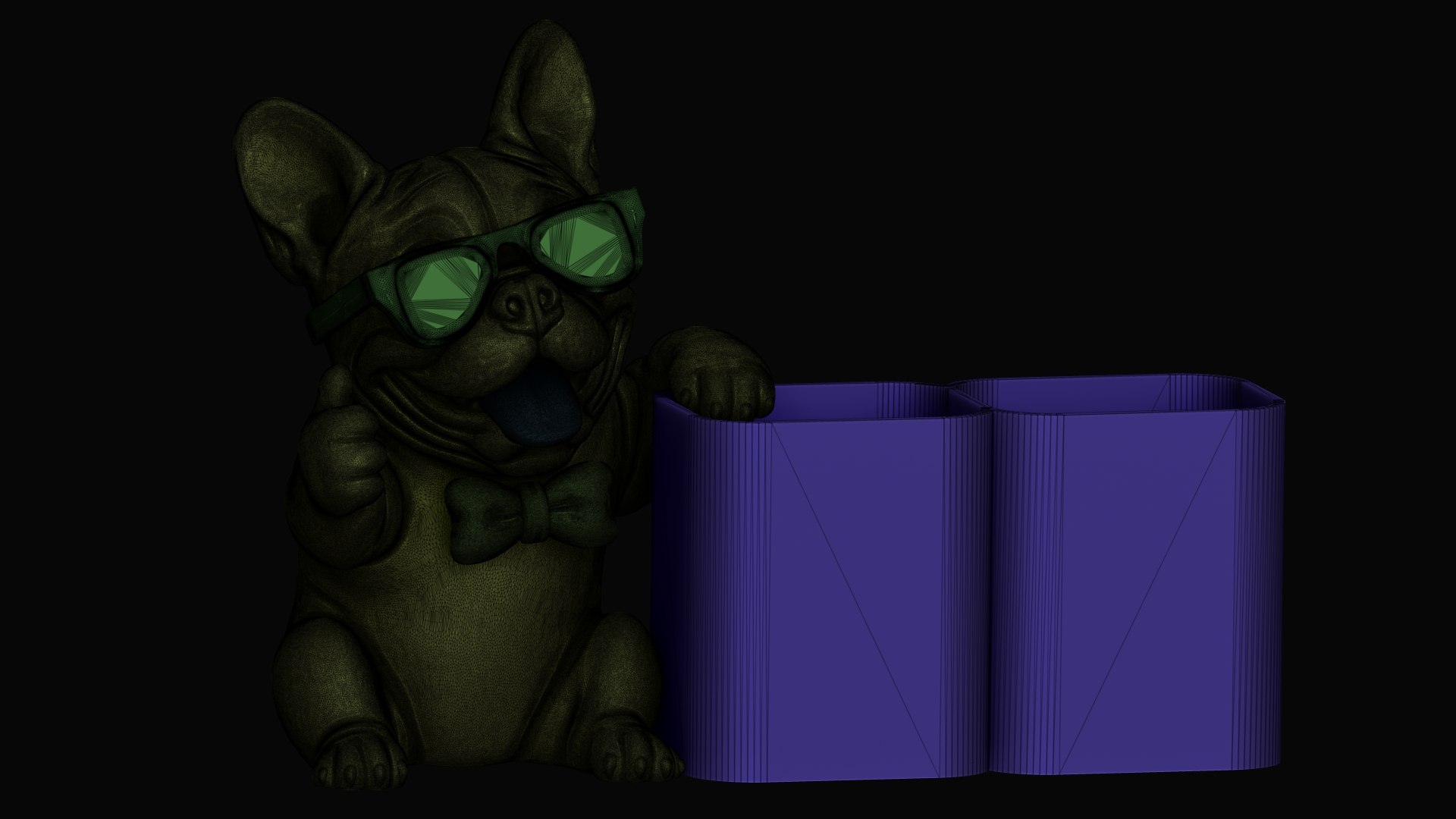 Bulldog Pen Stand Organizer 3D Model - TurboSquid 2579250