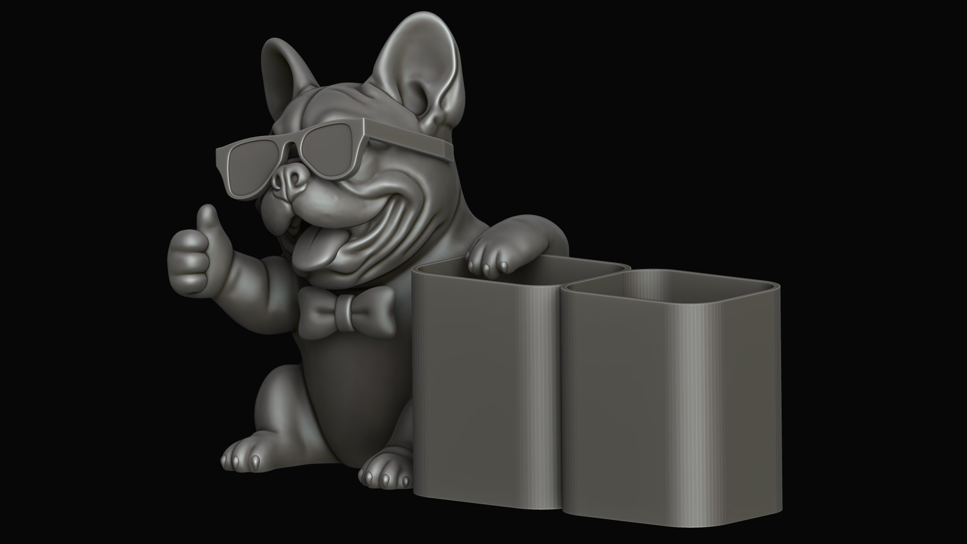 Bulldog Pen Stand Organizer 3D Model - TurboSquid 2579250